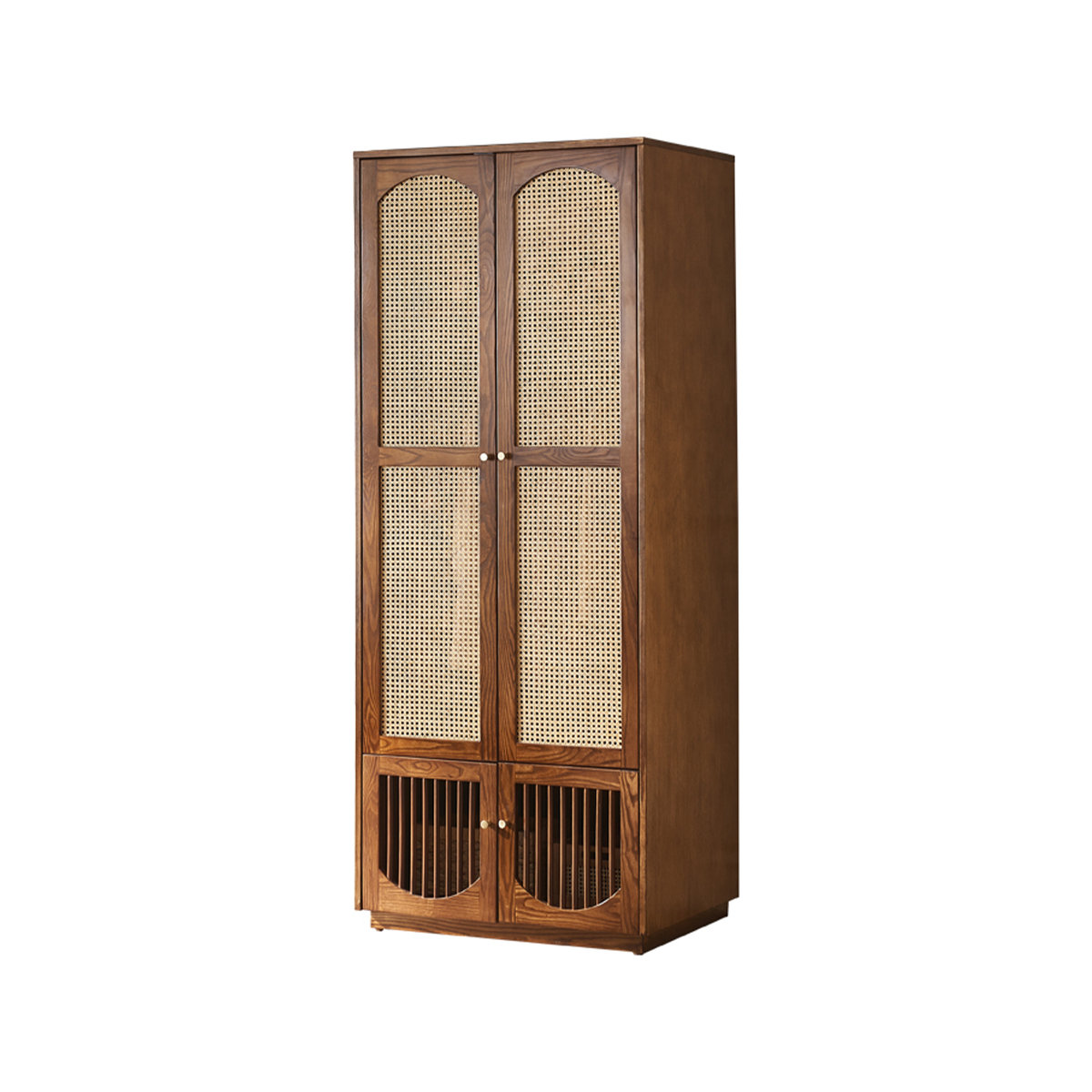 Bayou Breeze Medieval-Style Waxwood Rattan Double-Door Storage Wardrobe ...