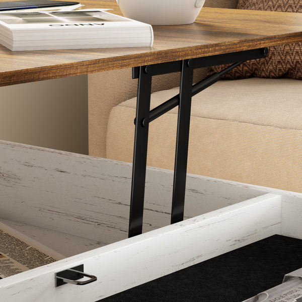 Gracie Oaks Lift Top Led Coffee Table With Sliding Barn Door & Reviews ...