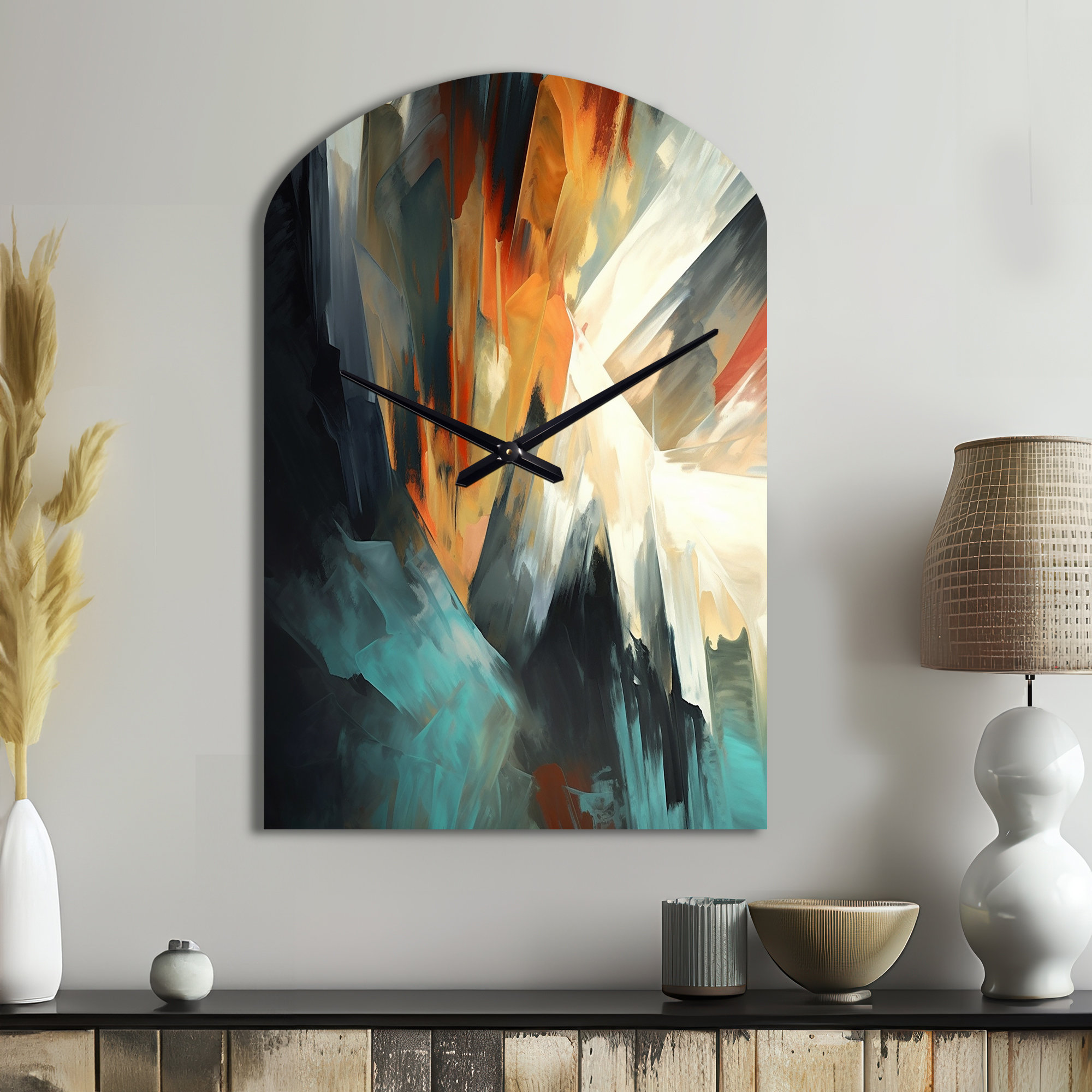East Urban Home Hewet Orange And Blue Abstract Mixed Colors I ...