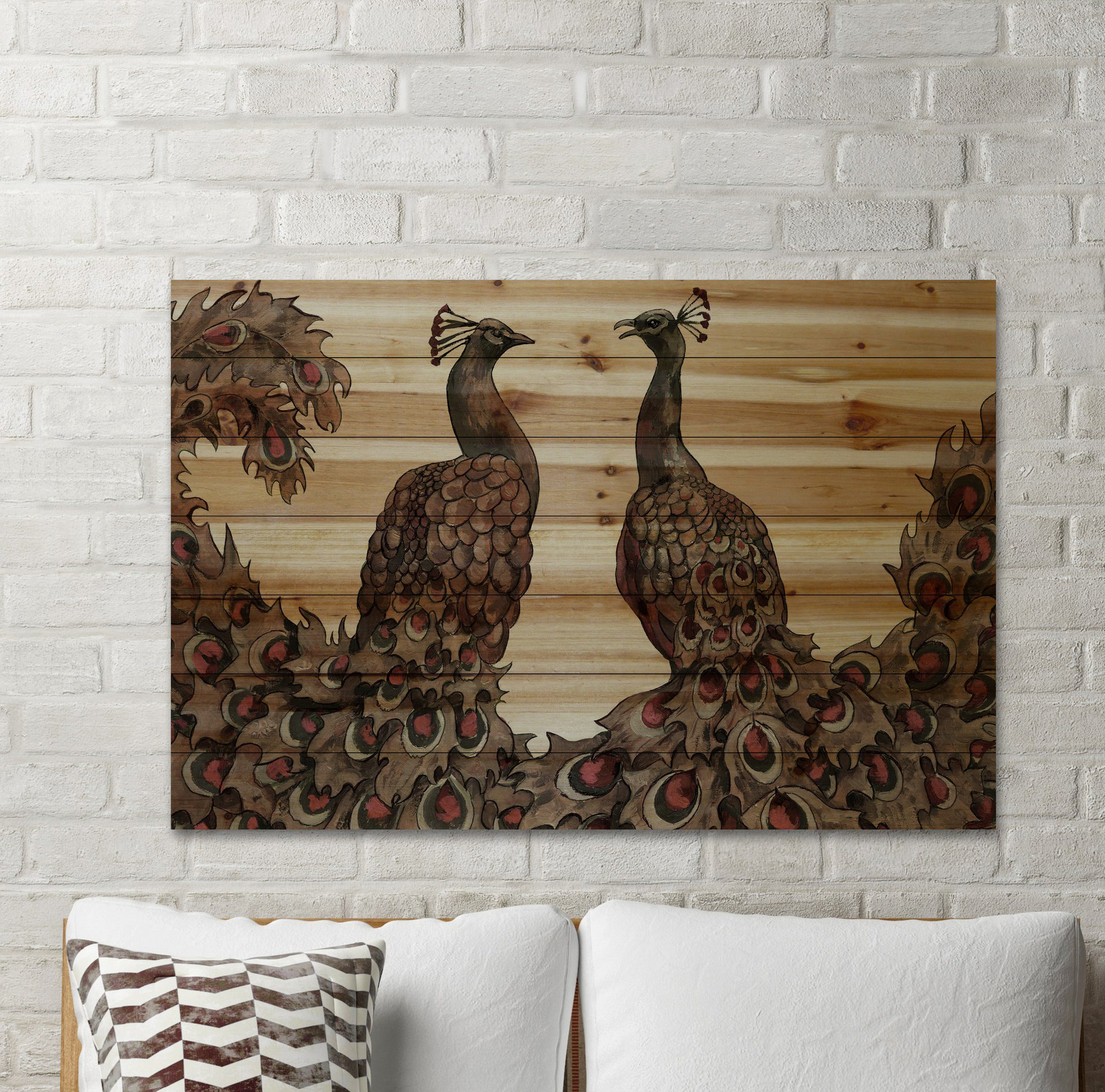 Bungalow Rose 'Peacock Partner Bold I' Print on Wood - Wayfair Canada
