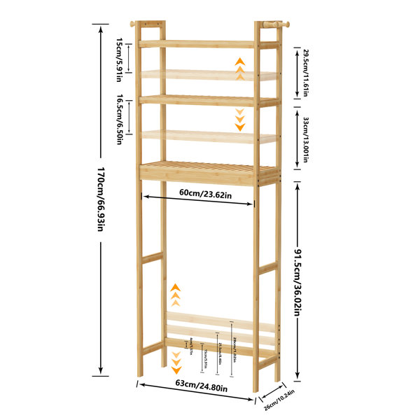 Winston Porter Bamboo Bathroom Organizer Rack Over The Toilet Storage ...