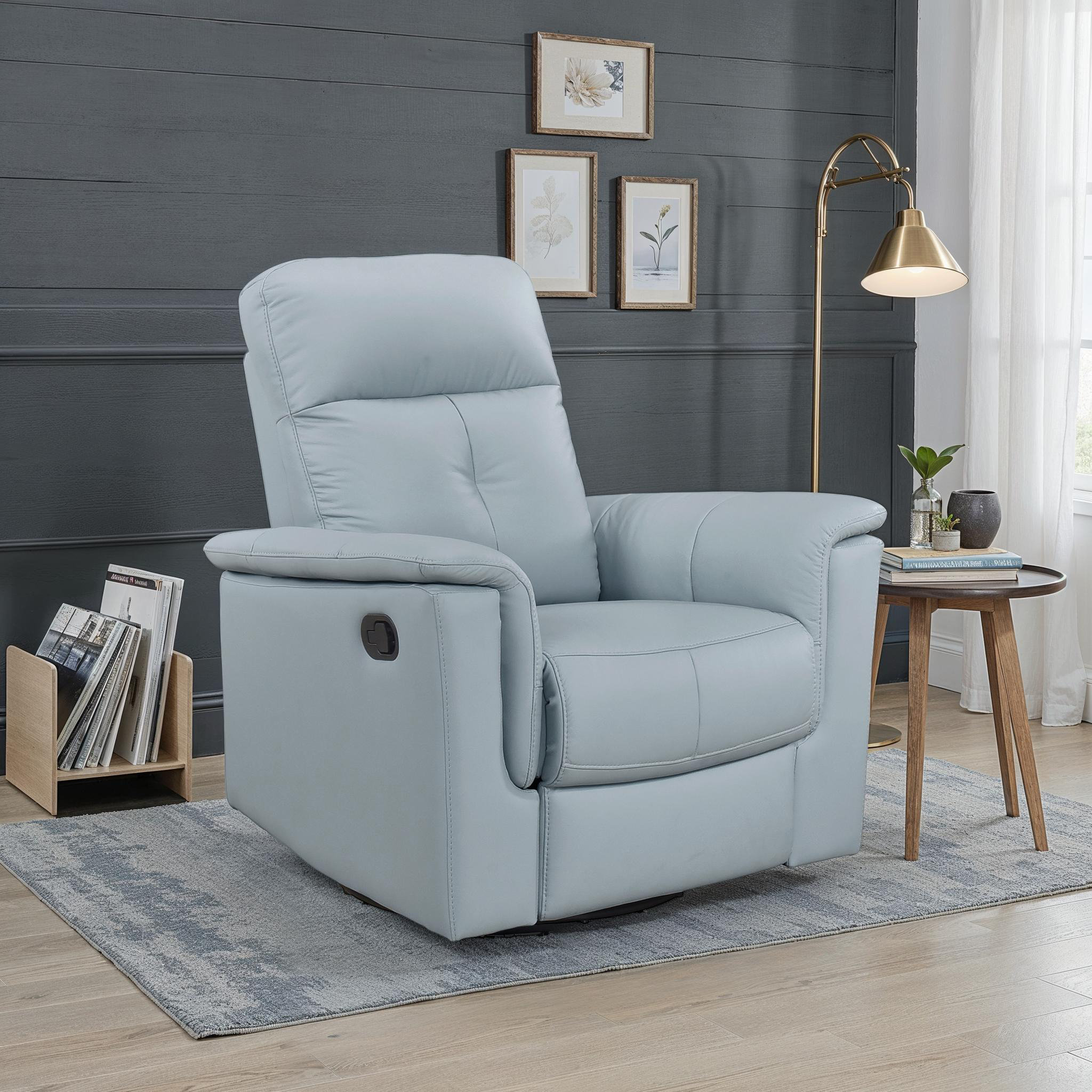 Latitude Run® Borkovany 35.5“W Pillow-Top Arm Genuine Top Grain Leather ...