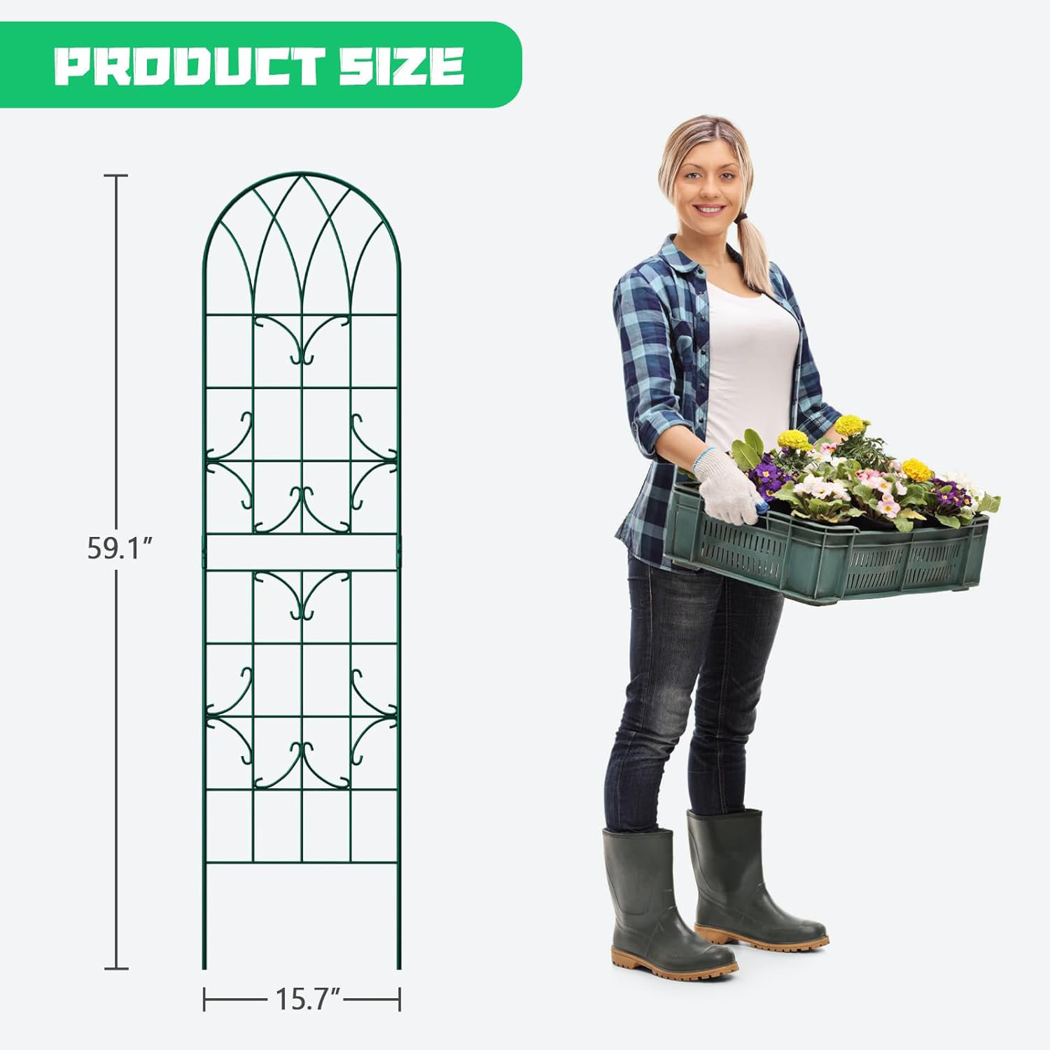 August Grove® Caniya 4 Pack Garden Trellis, 60" x 16" Metal Plant ...