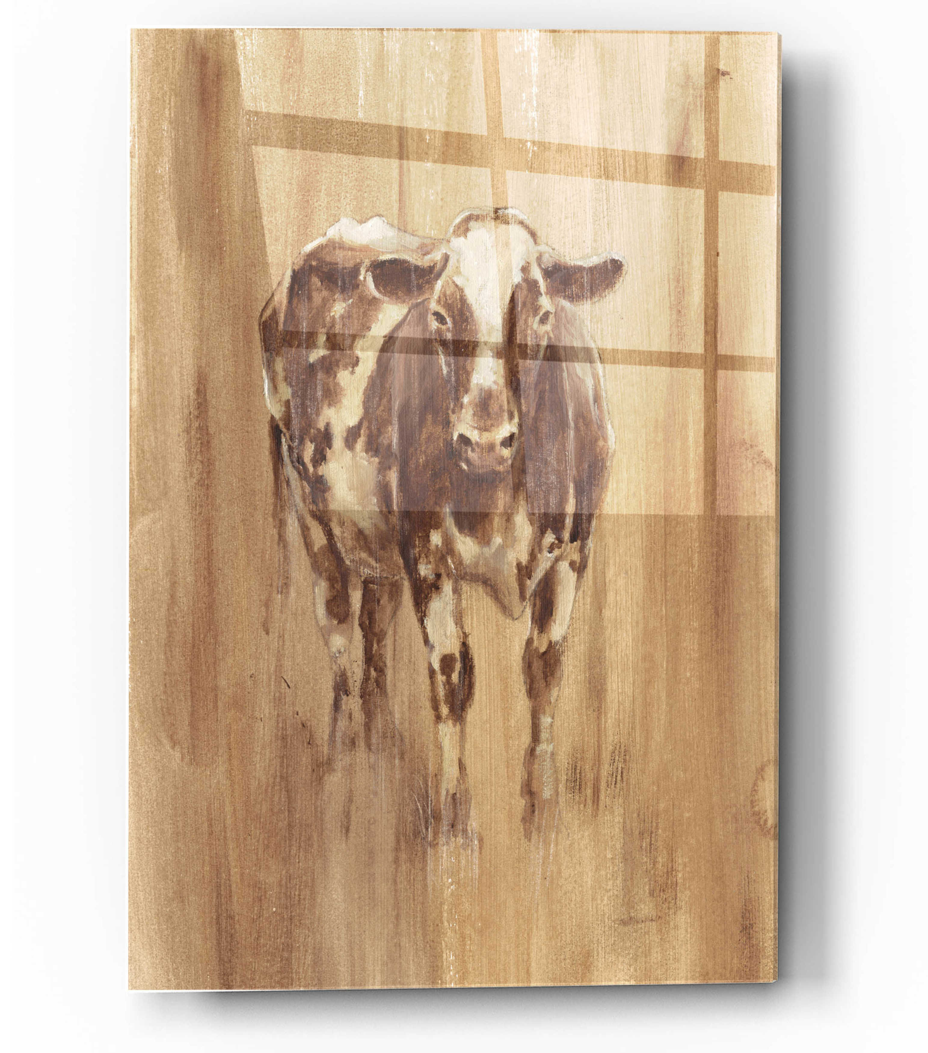 Trinx 'Wood Panel Cow' By Ethan Harper, Acrylic Glass Wall Art, 16"X24 ...