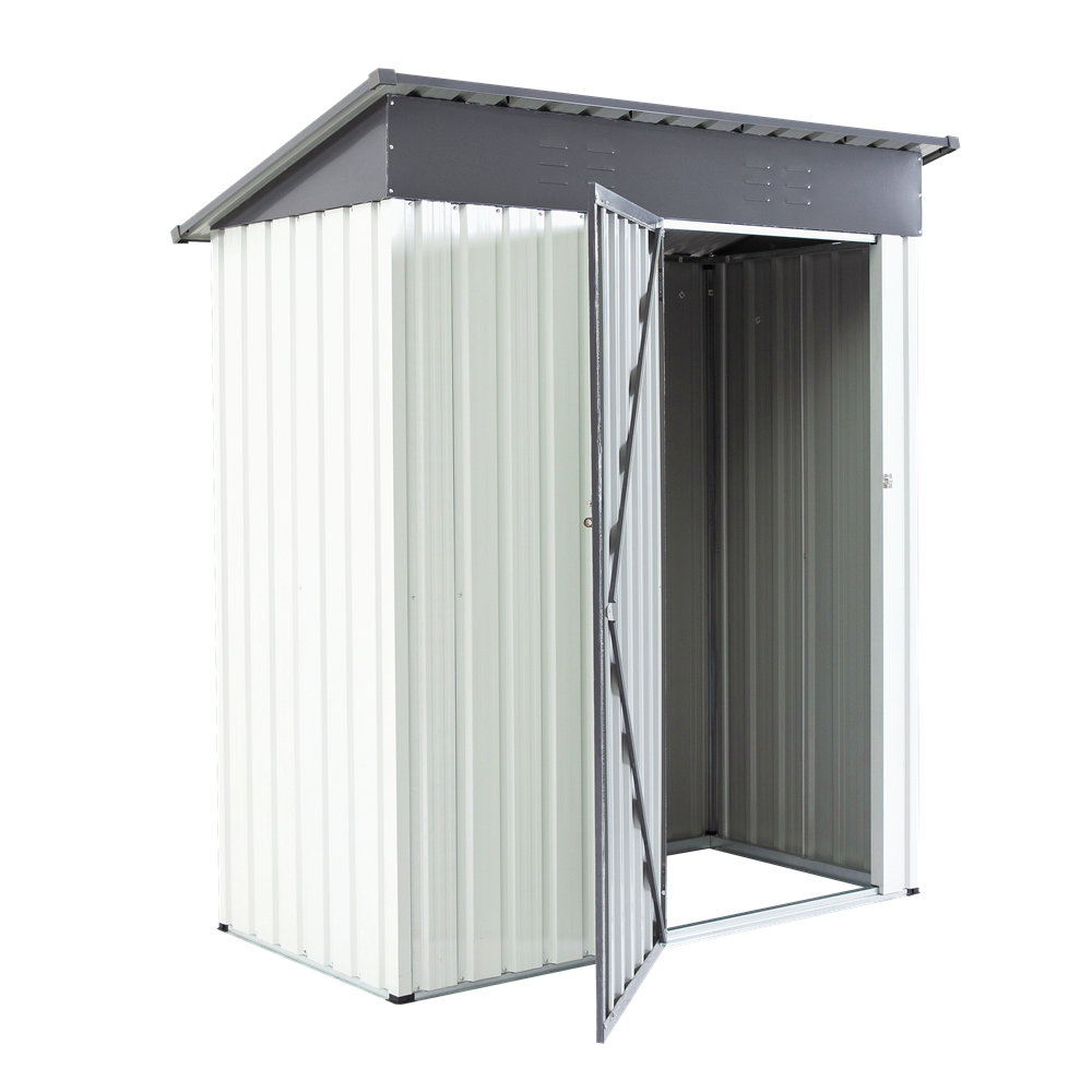 junzc Garden Metal Storage Lifter Shed Gray White 5X3x6ft Outdoor ...