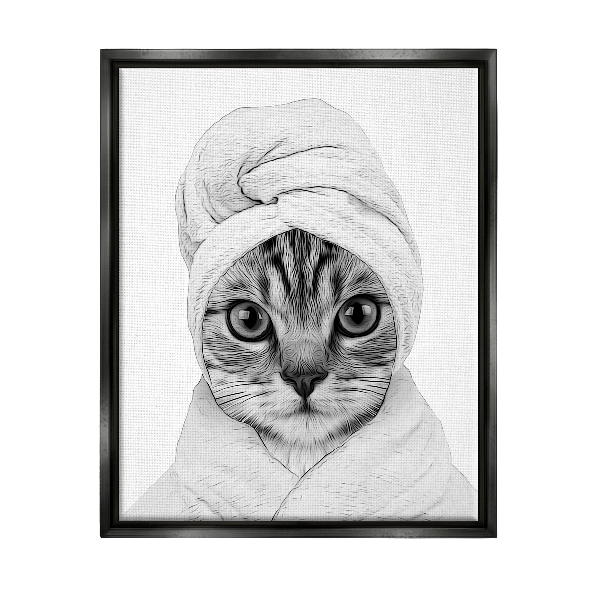 Stupell Industries Funny Cat In Bathrobe Portrait by Annalisa Latella ...