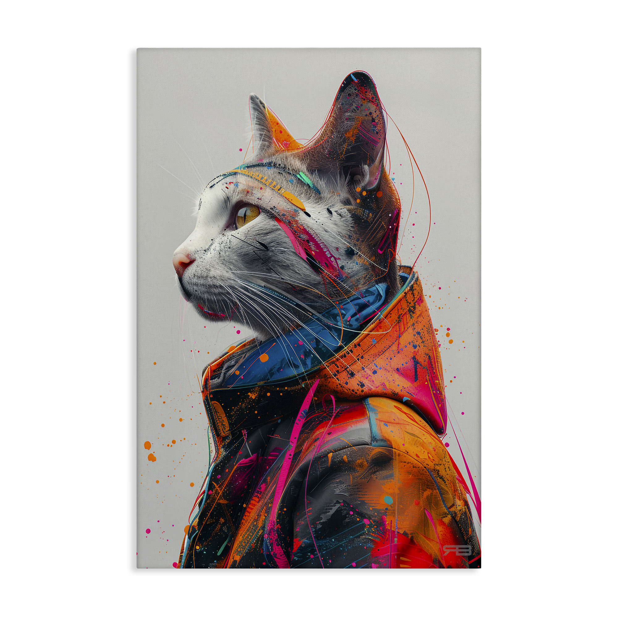 Trinx Paint Splatter Cat Canvas Wall Art by Roozbeh Bahramali | Wayfair