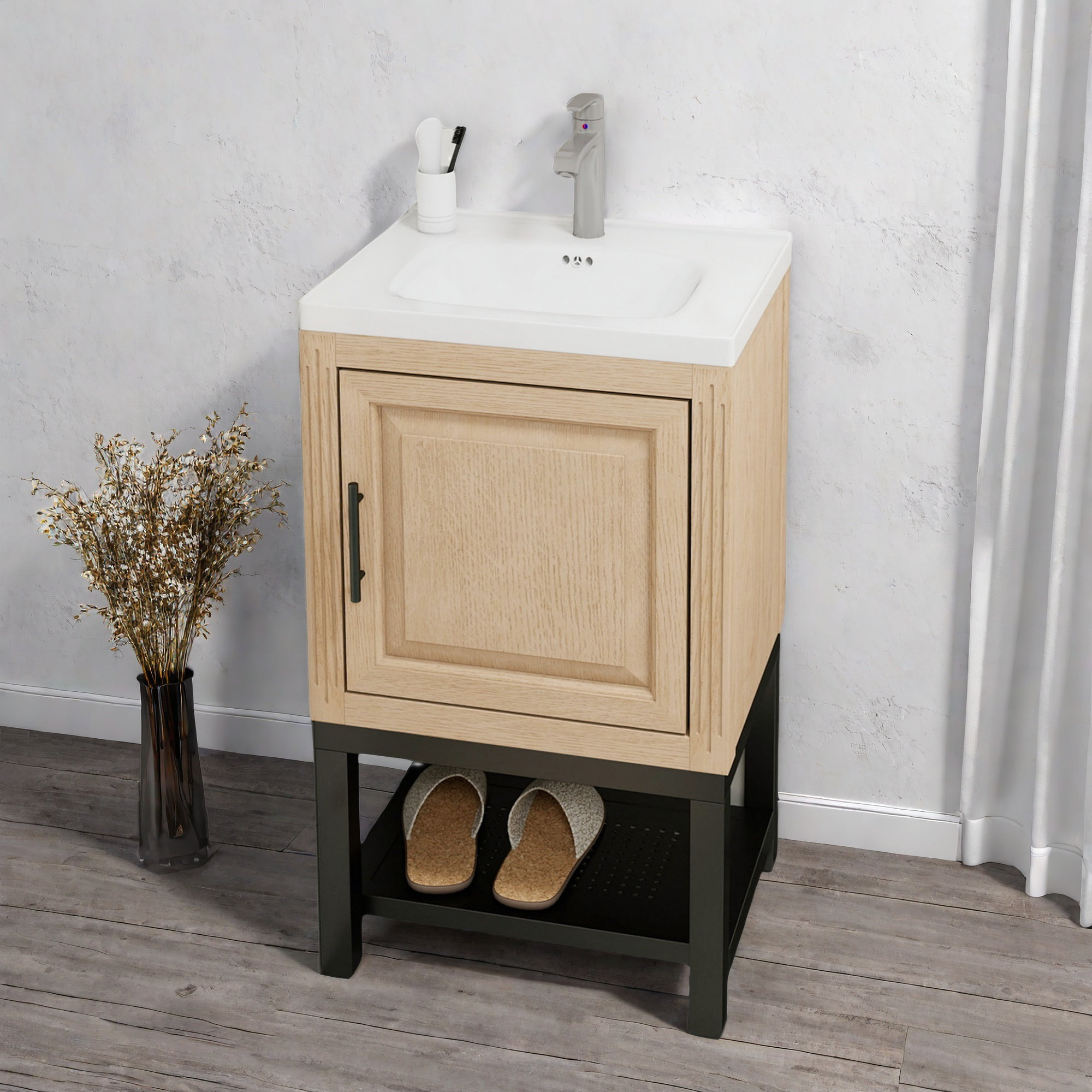 Ebern Designs Urbank Bathroom Vanity With Ceramic Sink & Hot And Cold ...