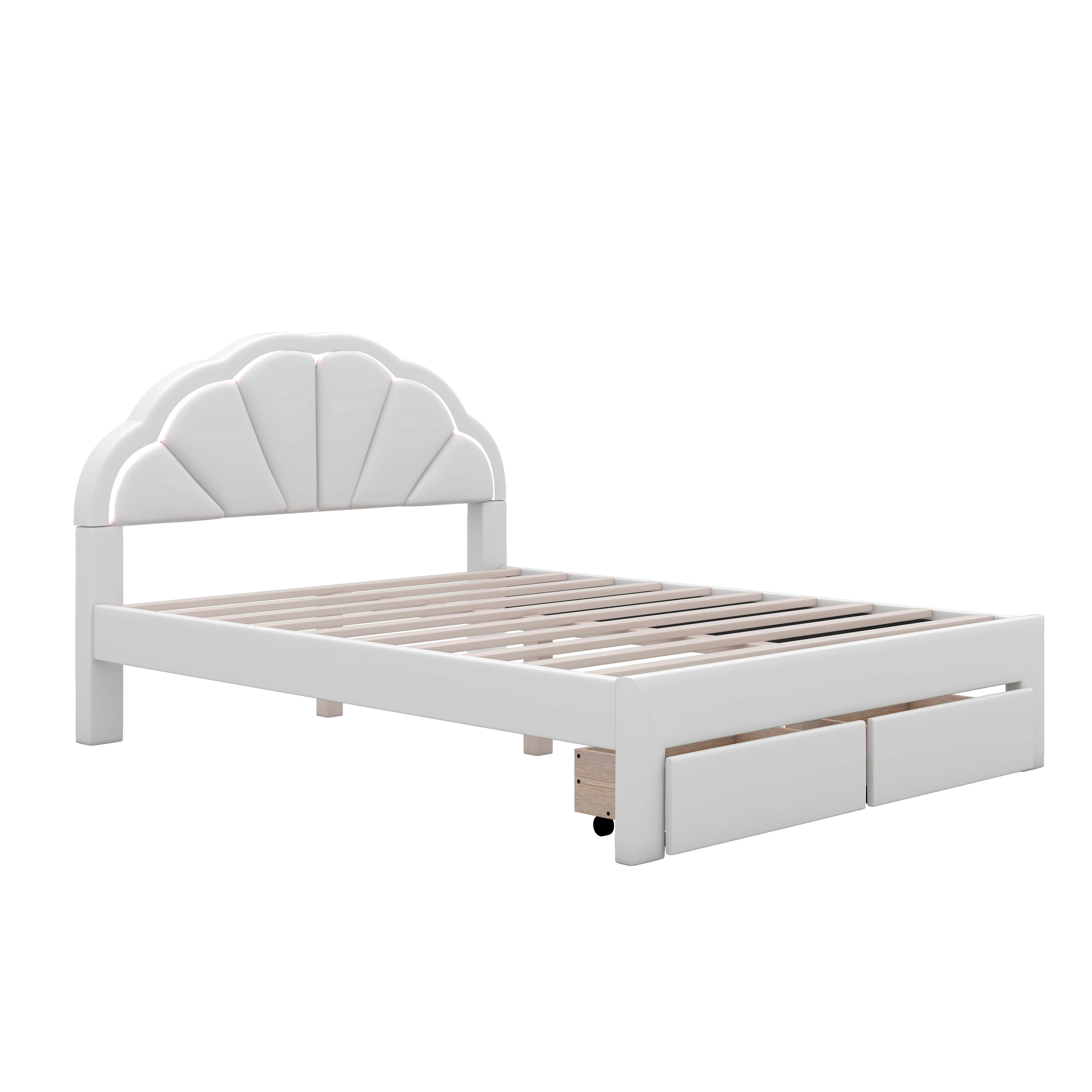 Red Barrel Studio® Quineisha Queen Size Upholstered Bed with Seashell ...