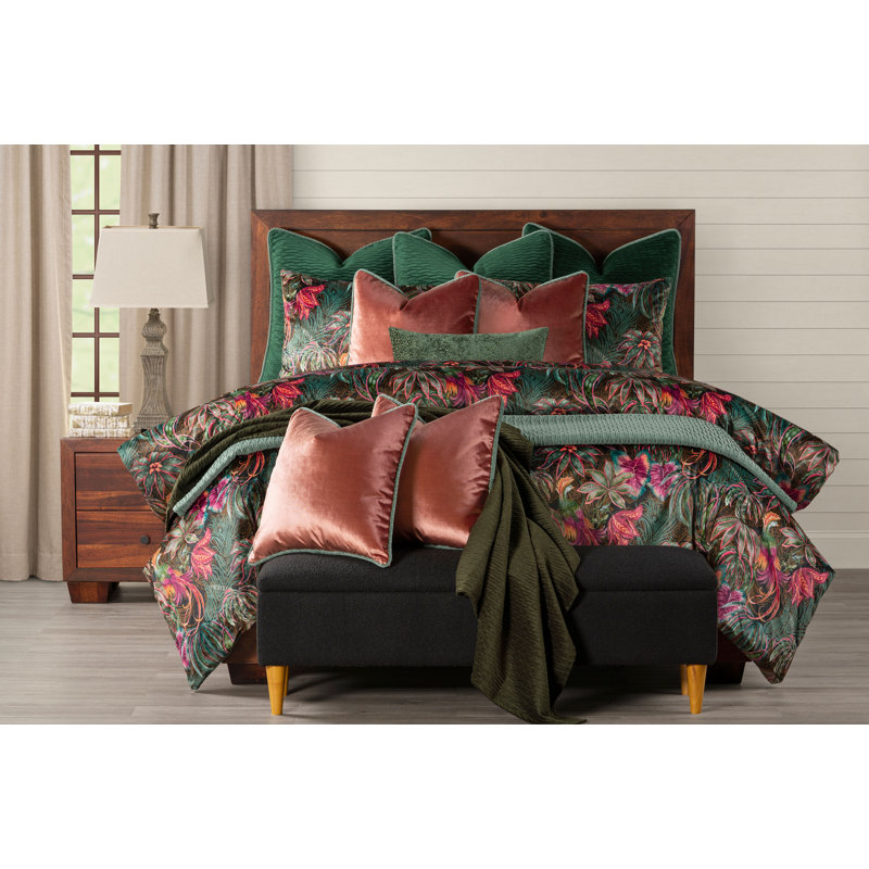 Smithsonian Tropical Floral Print Velvet Duvet Cover & Insert Set ...