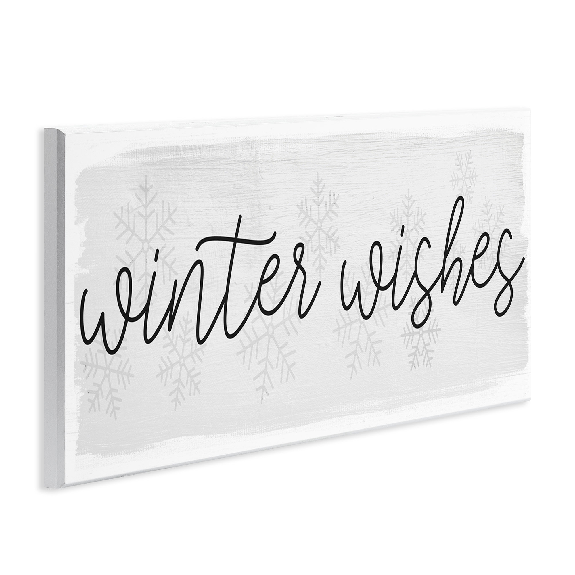 Stupell Industries Winter Wishes Sentiments Geometric Snow Flakes ...