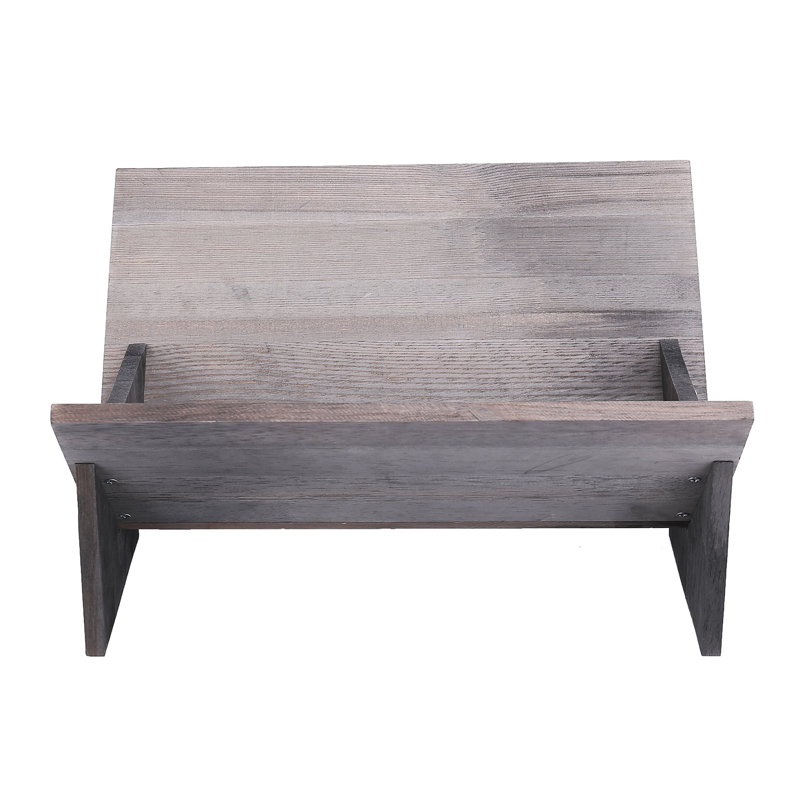 Gracie Oaks Rustic Barnwood Gray Desktop Bookcase With Tilted Design ...