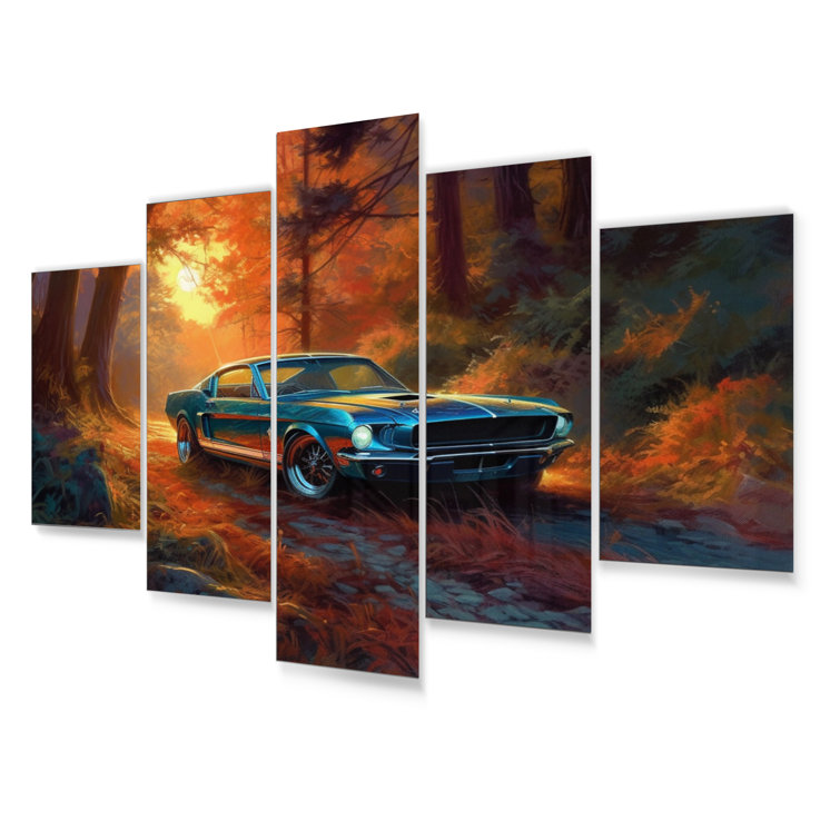 DesignArt Mustang Forest Drives II - Car Muscle Car Metal Wall Art ...