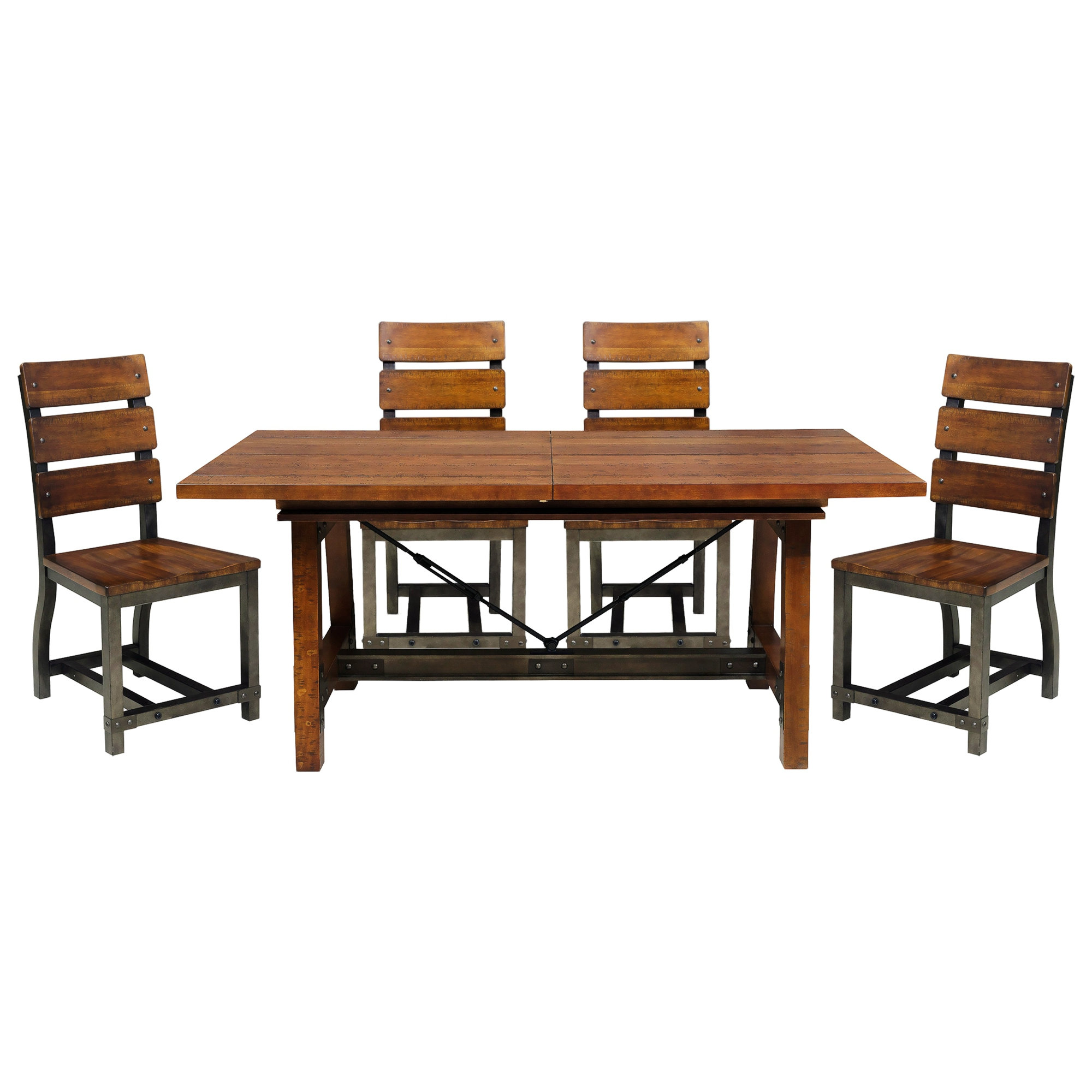 Williston Forge Rustic Brown Dining Set 5Pc Dining Table With Extension ...