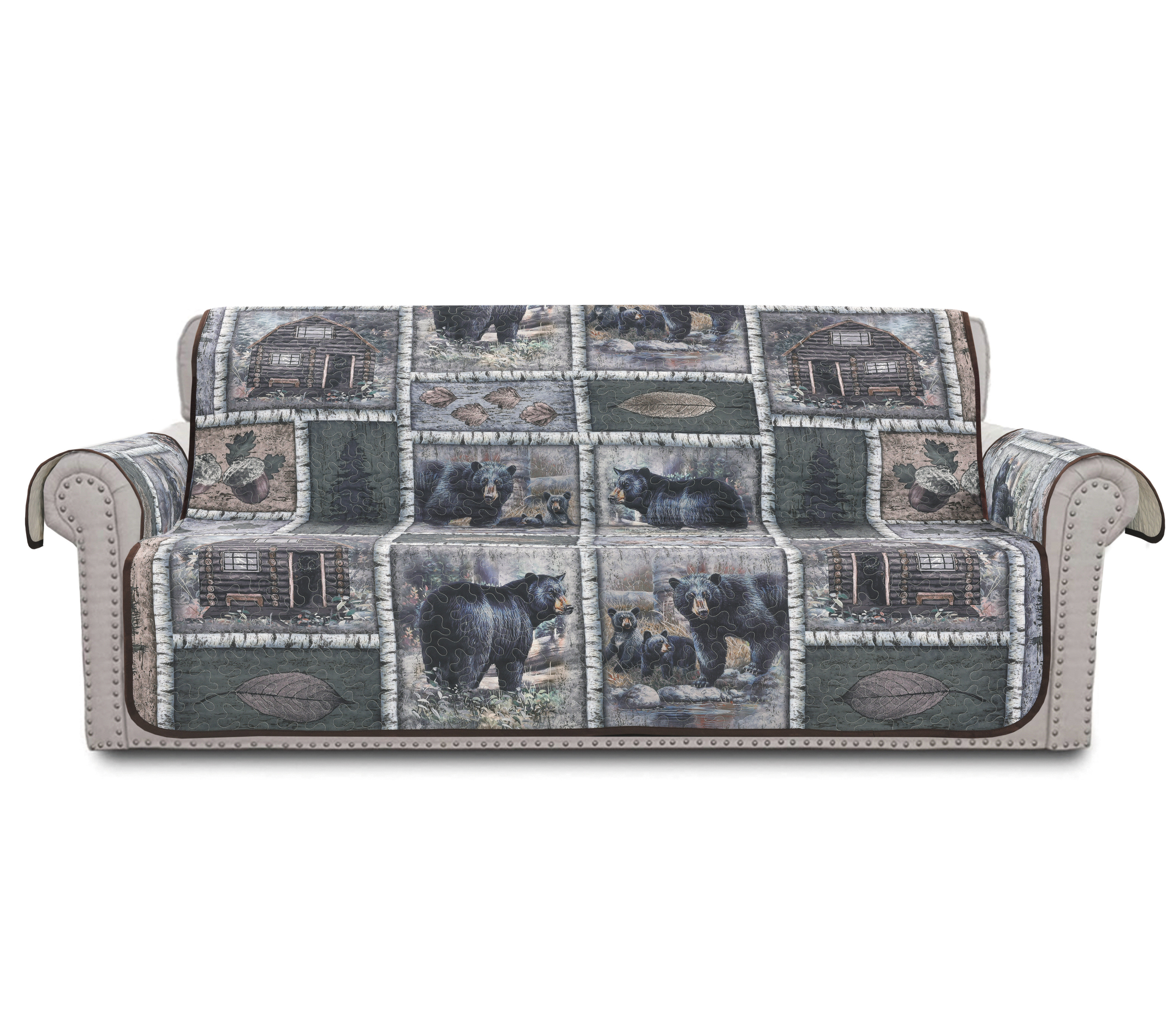 Loon Peak® Bear Lodge Patchwork Woodland Cabin Black Bear Birch Themed ...