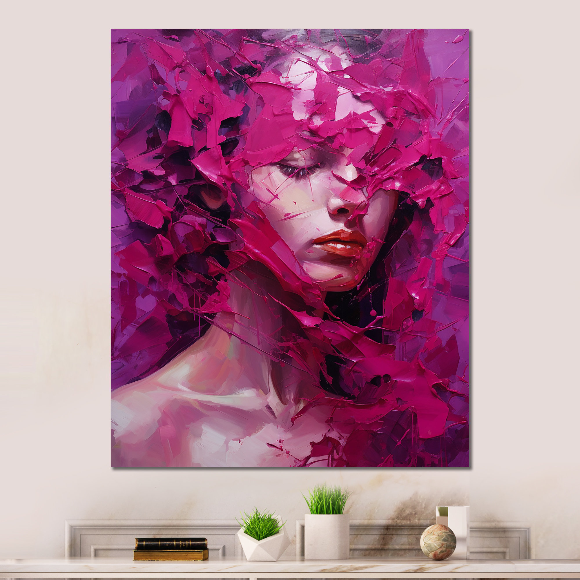 Latitude Run® Surreal Magenta Woman Fusion - Surrealism Metal Wall ...