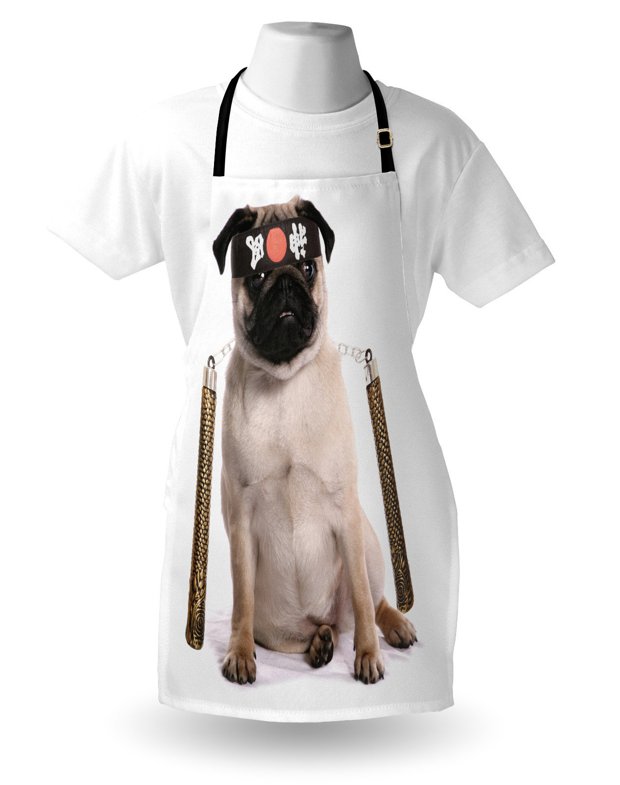 East Urban Home Pug Apron Unisex, Martial Art Ninja Puppy, Adult Size ...