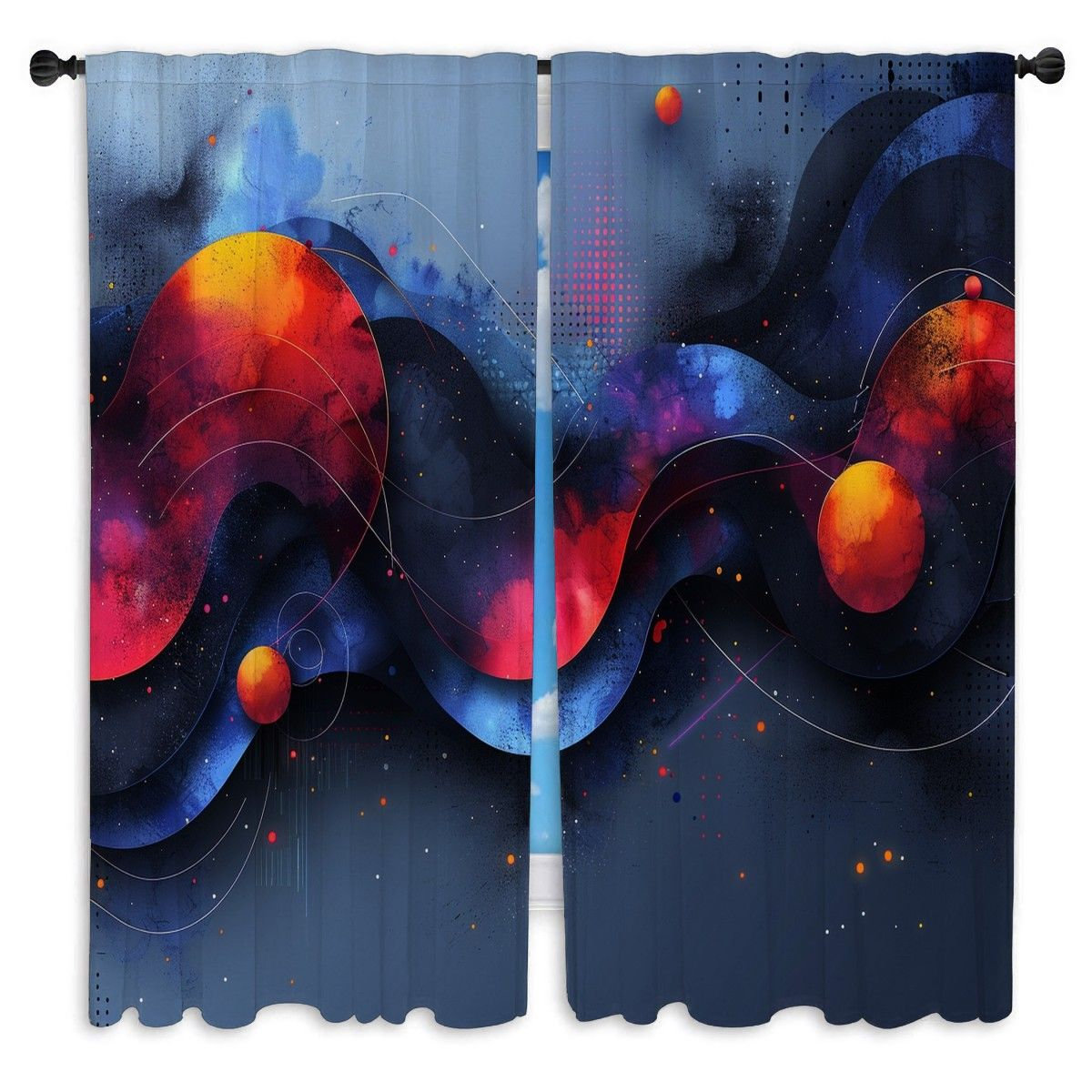 East Urban Home Abstract Window Curtains Concept Colorful Swirls Drapes ...