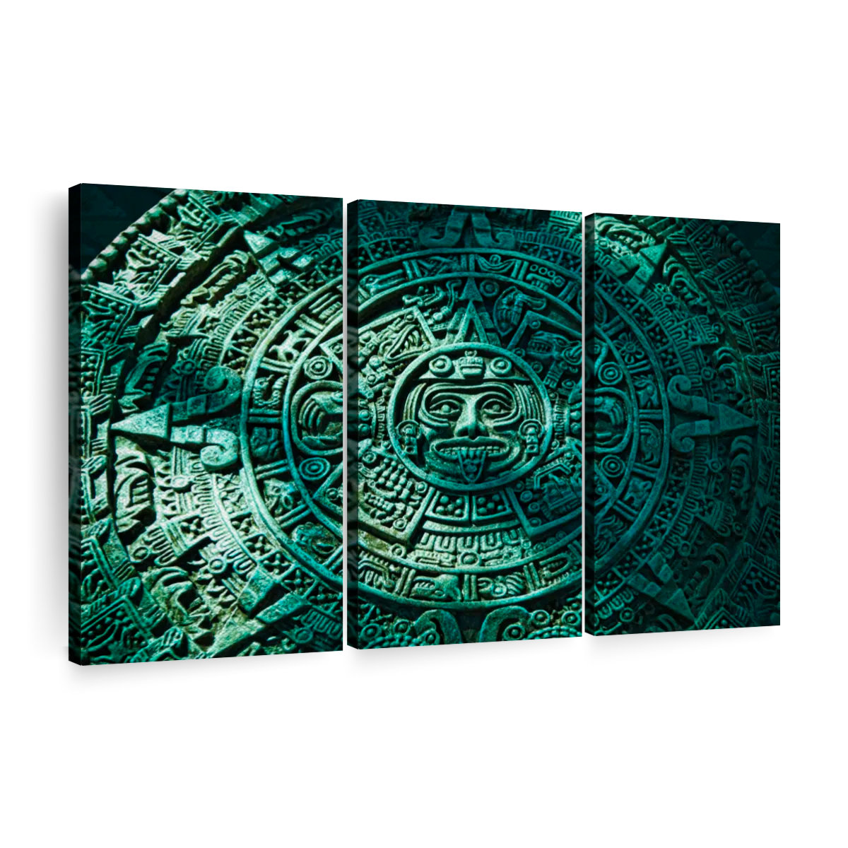 Bungalow Rose Historical " Green Aztec Sun Stone Canvas Print " on ...