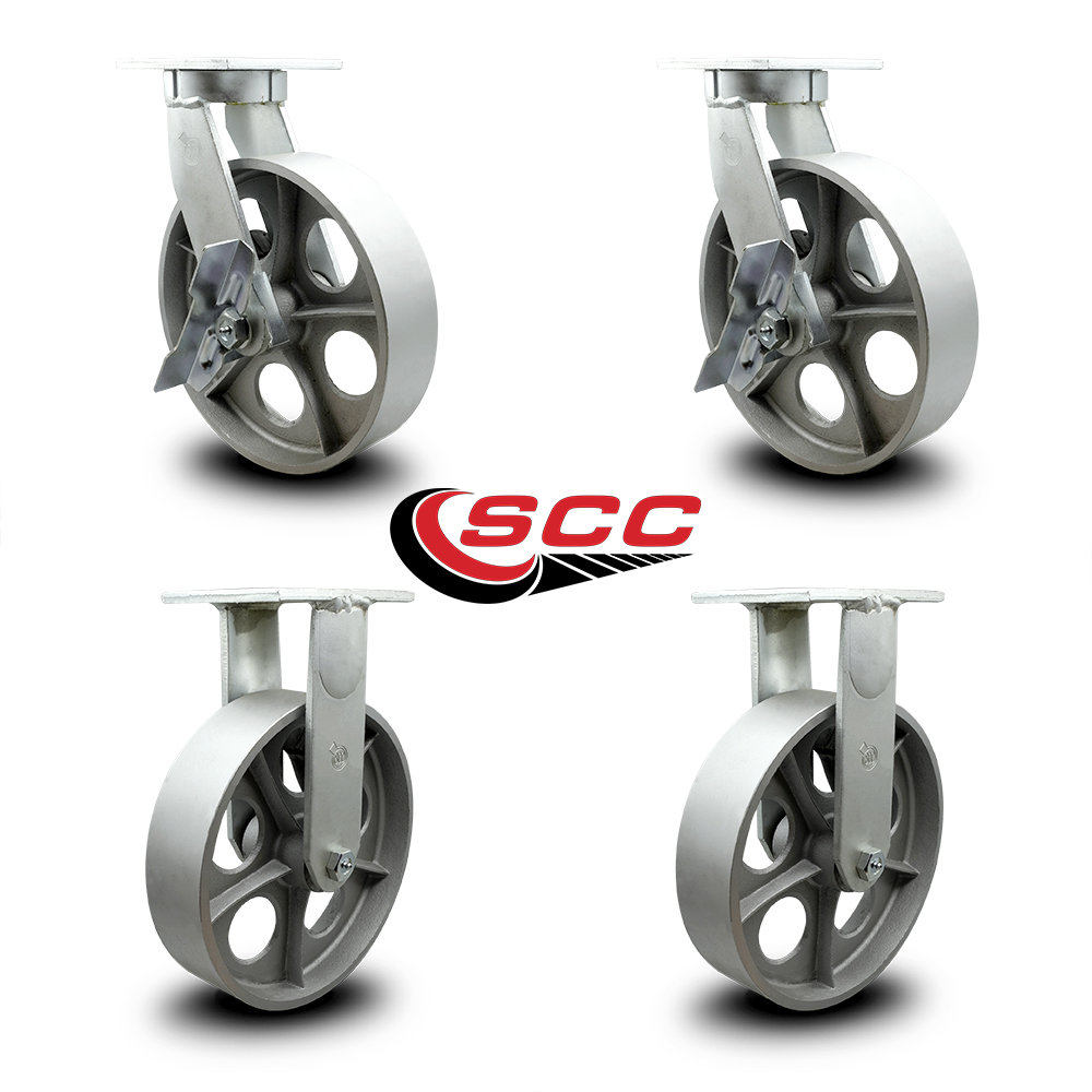 Service Caster 4 Piece Heavy Duty Semi Steel Cast Iron Caster Set | Wayfair