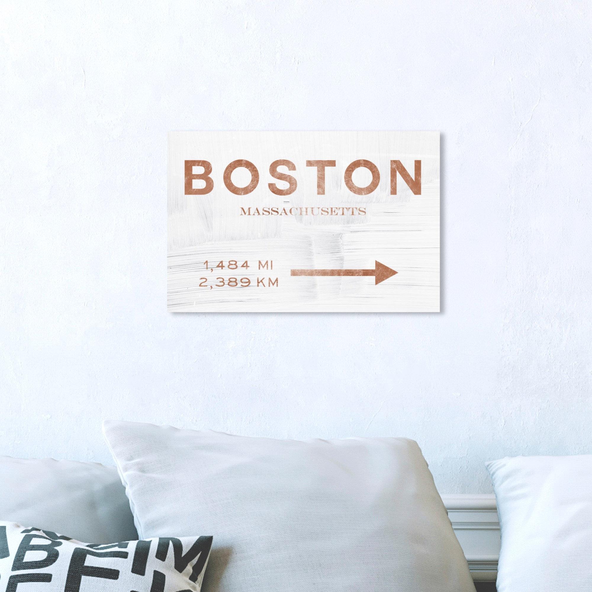 House of Hampton 'Boston Road Sign Copper' - Textual Art Print on ...