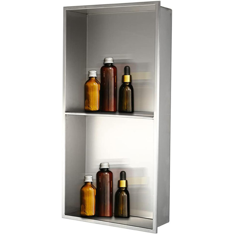 Latitude Run® Arjay Stainless Steel Recessed Bathroom Shelves | Wayfair