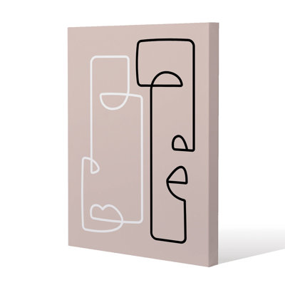Metro Lane line art of two faces Slim Style Canvas Print , 15mm Slim ...