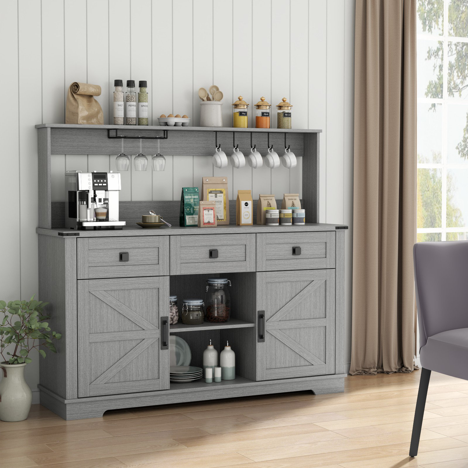 Gracie Oaks Shelli 47'' Sideboard with hutch and drawers & Reviews ...