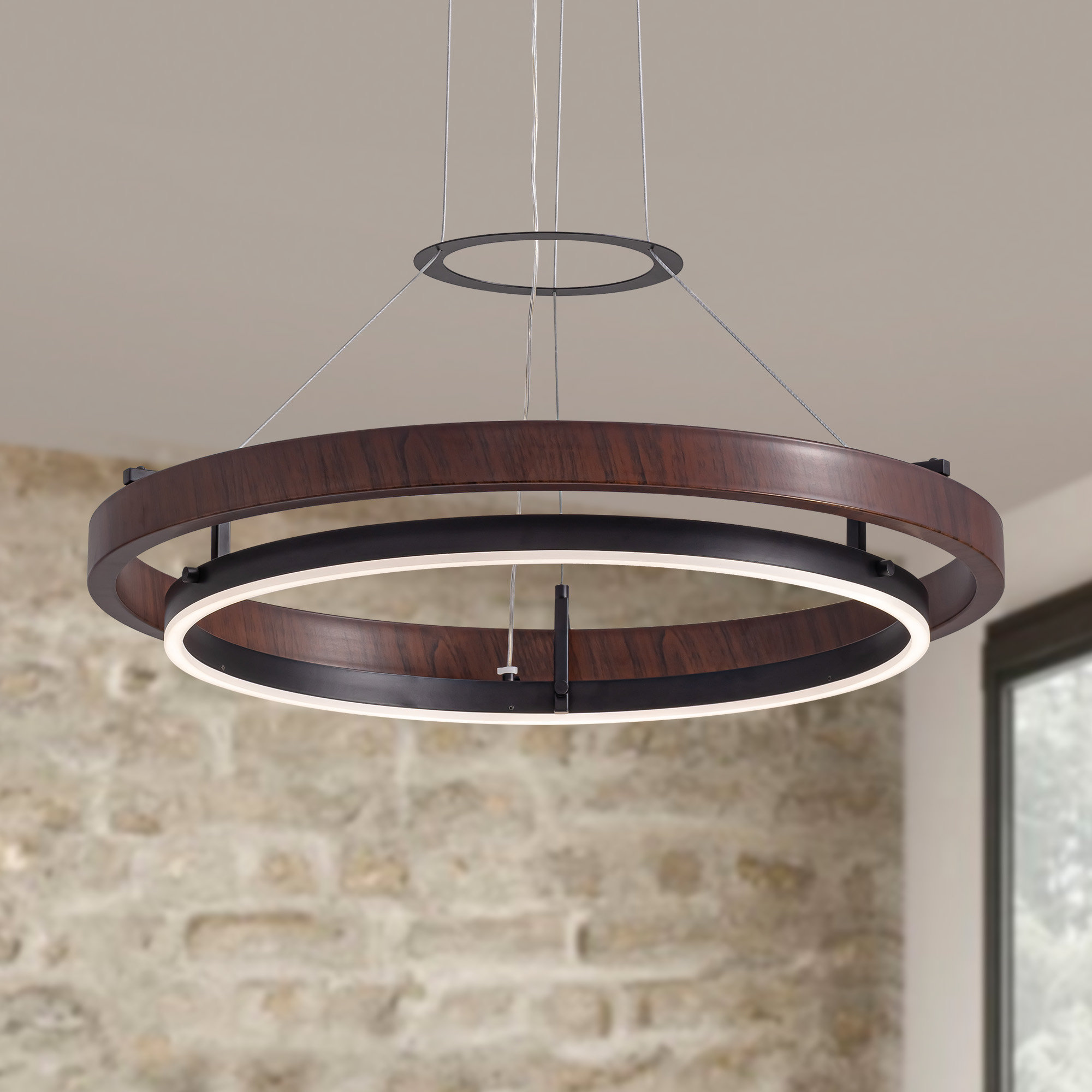 Ivy Bronx Reiser Dimmable 1-Light LED Chandelier with Remote Control ...