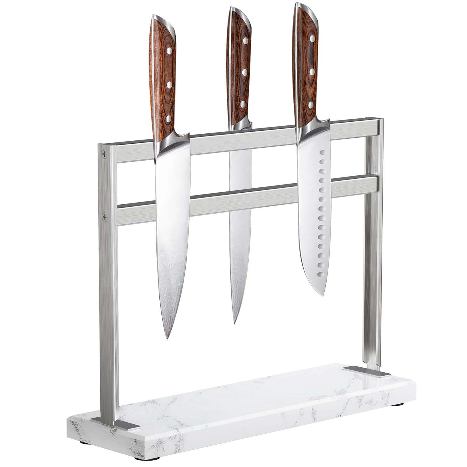 BOJUNTAN Magnetic Knife Block With Marble Base - Double Sided Magnetic ...