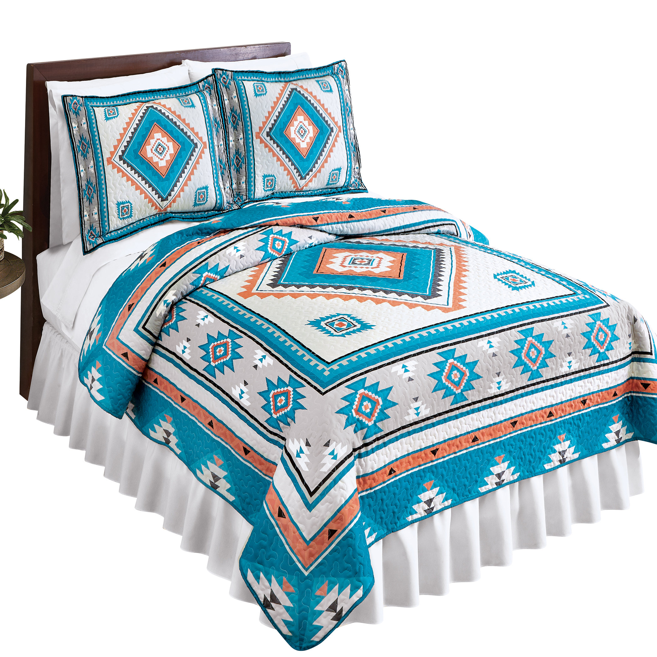 Winston Brands Turquoise Southwest Microfiber Reversible Quilt | Wayfair