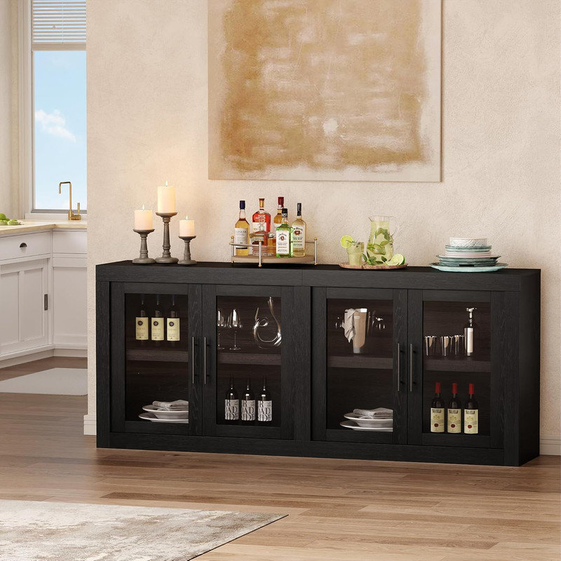Ebern Designs Buffet Mid-Century moderne avec 2 portes et 4 portes ...