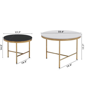 Mercer41 Modern Round Nesting Coffee Table Set 2-Piece Black & White ...