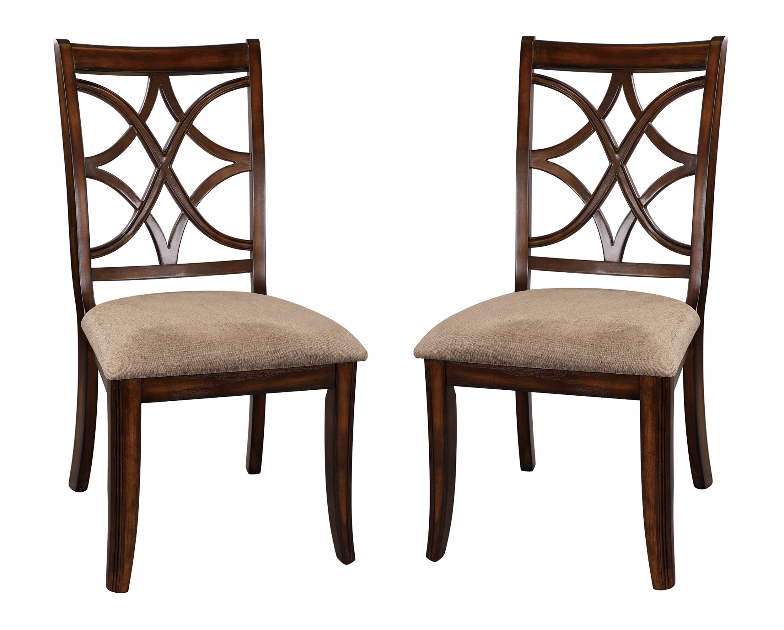 Hokku Designs Wooden Side Chairs Set Of 2 Elegant Back Design Fabric ...