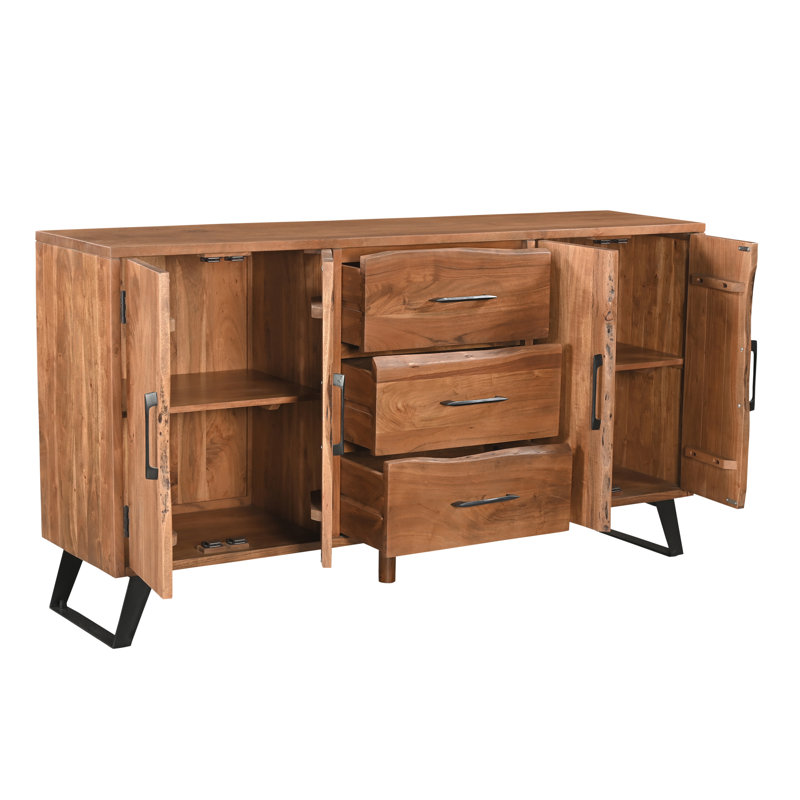 Loon Peak® 3-drawer 4-door Live Edge Solid Wood Sideboard | Wayfair
