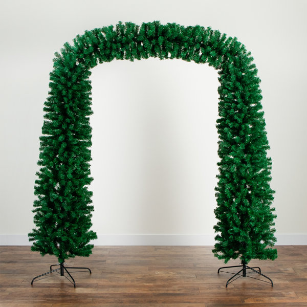 The Holiday Aisle® 8ft. Pre-Lit Artificial Holiday Green Christmas Pine ...