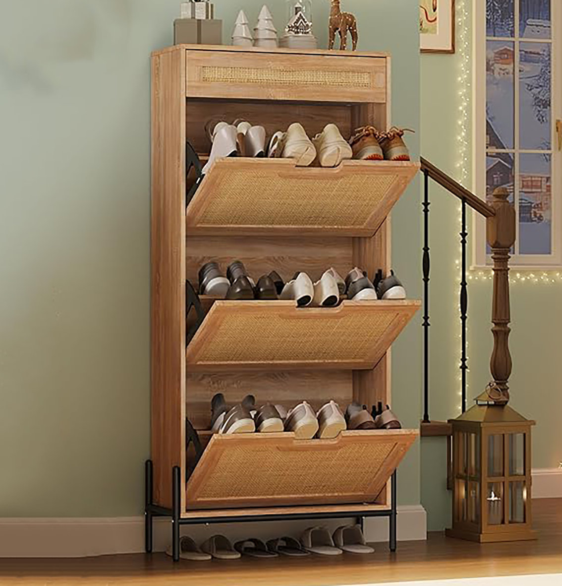 Bayou Breeze Shoe Rack Storage Cabinet For Entryway With 3-tier ...