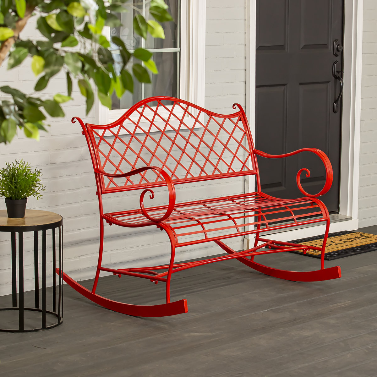Winston Porter Belisma Metal Indoor/Outdoor Rocking Bench & Reviews ...