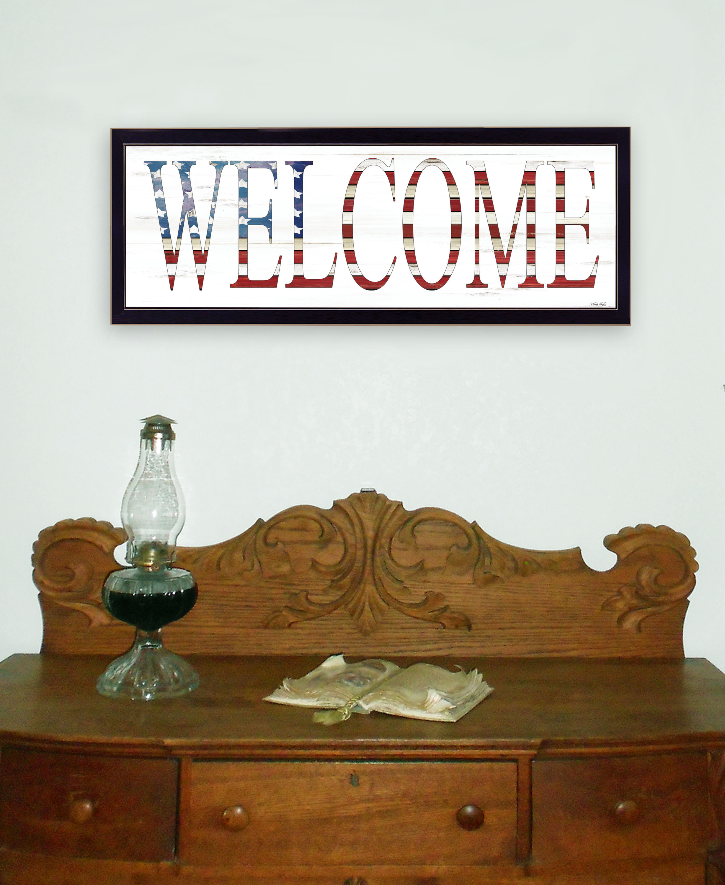 The Holiday Aisle® Patriotic Welcome Framed Wall Art for Living Room ...