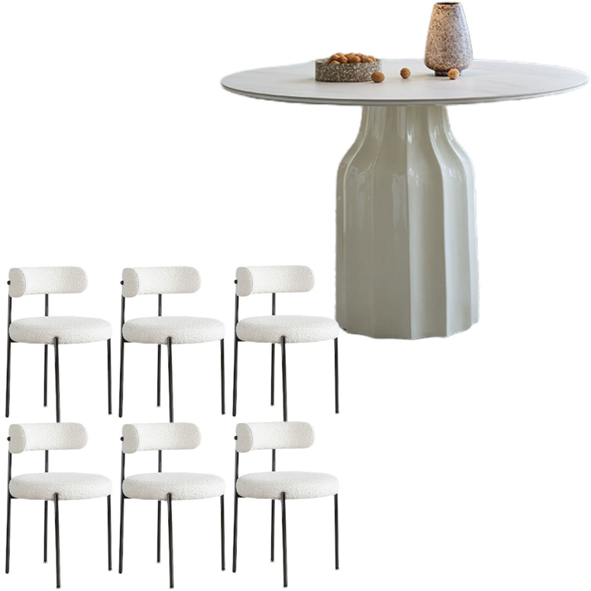 RESROS Light French Vintage Cream Round Dining Table | Wayfair