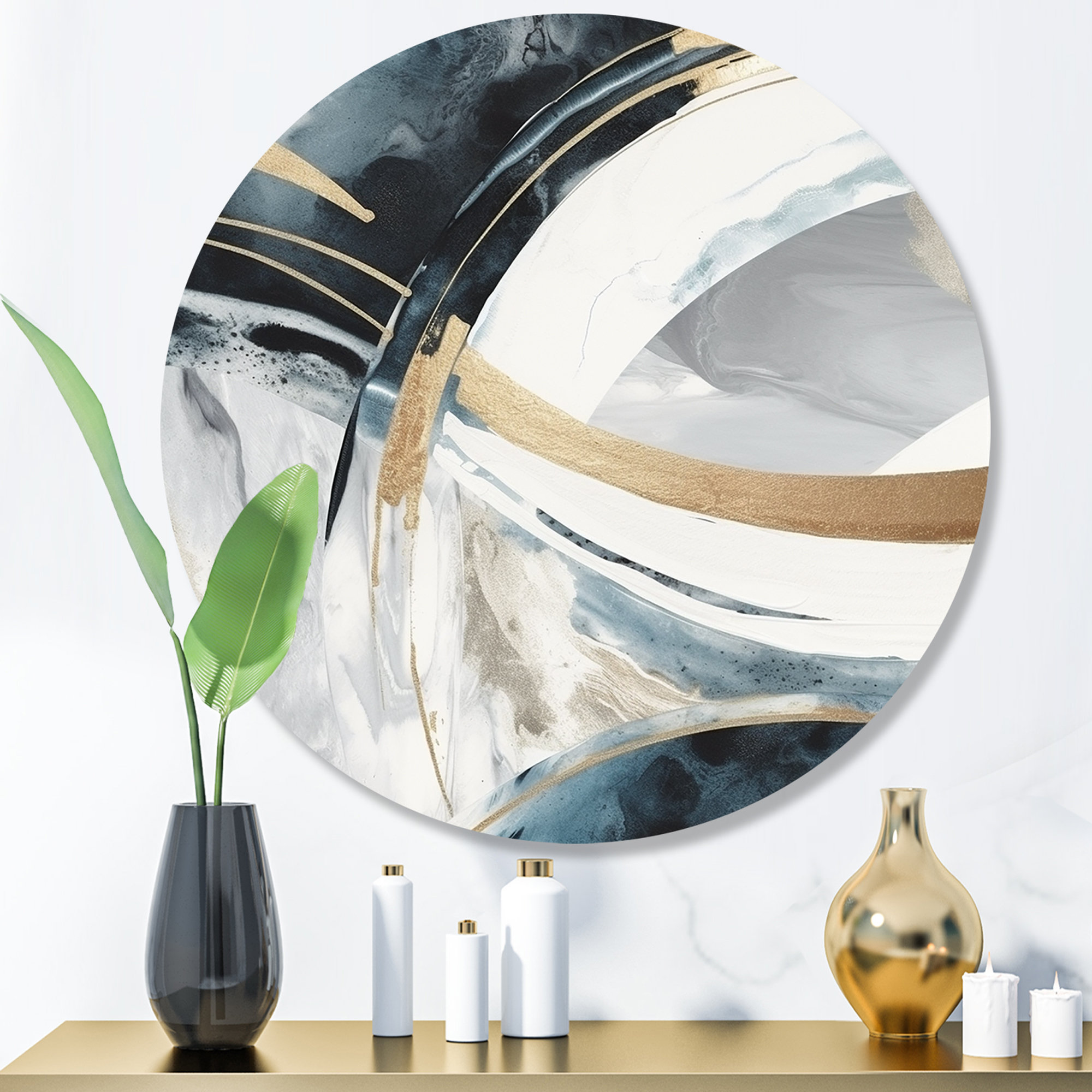 Design Art Black Gold Fusion Of Marble II - Abstract Marble Metal Wall Décor - Wayfair Canada