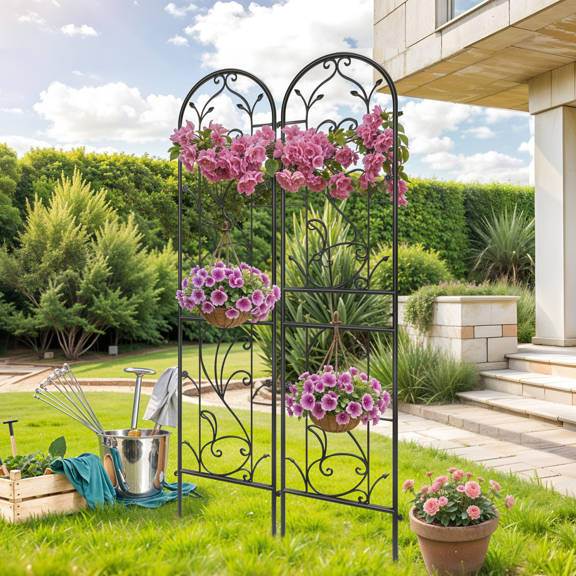 Edrosie Inc Rustproof 2-Pack Garden Trellises, Metal Climbing Frame For ...