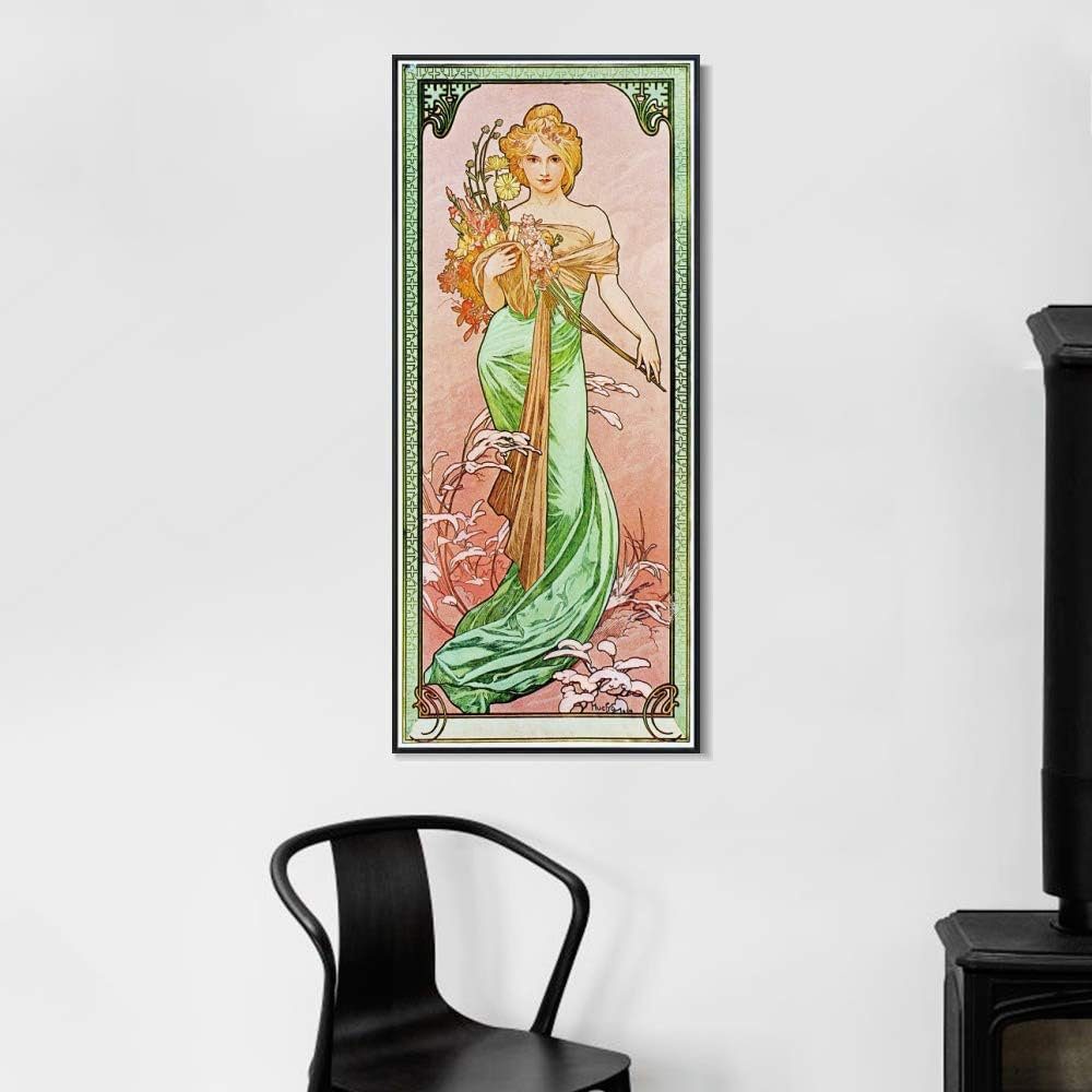 Astoria Grand Framed Canvas Giclee Print Spring By Alphonse Mucha Wall ...