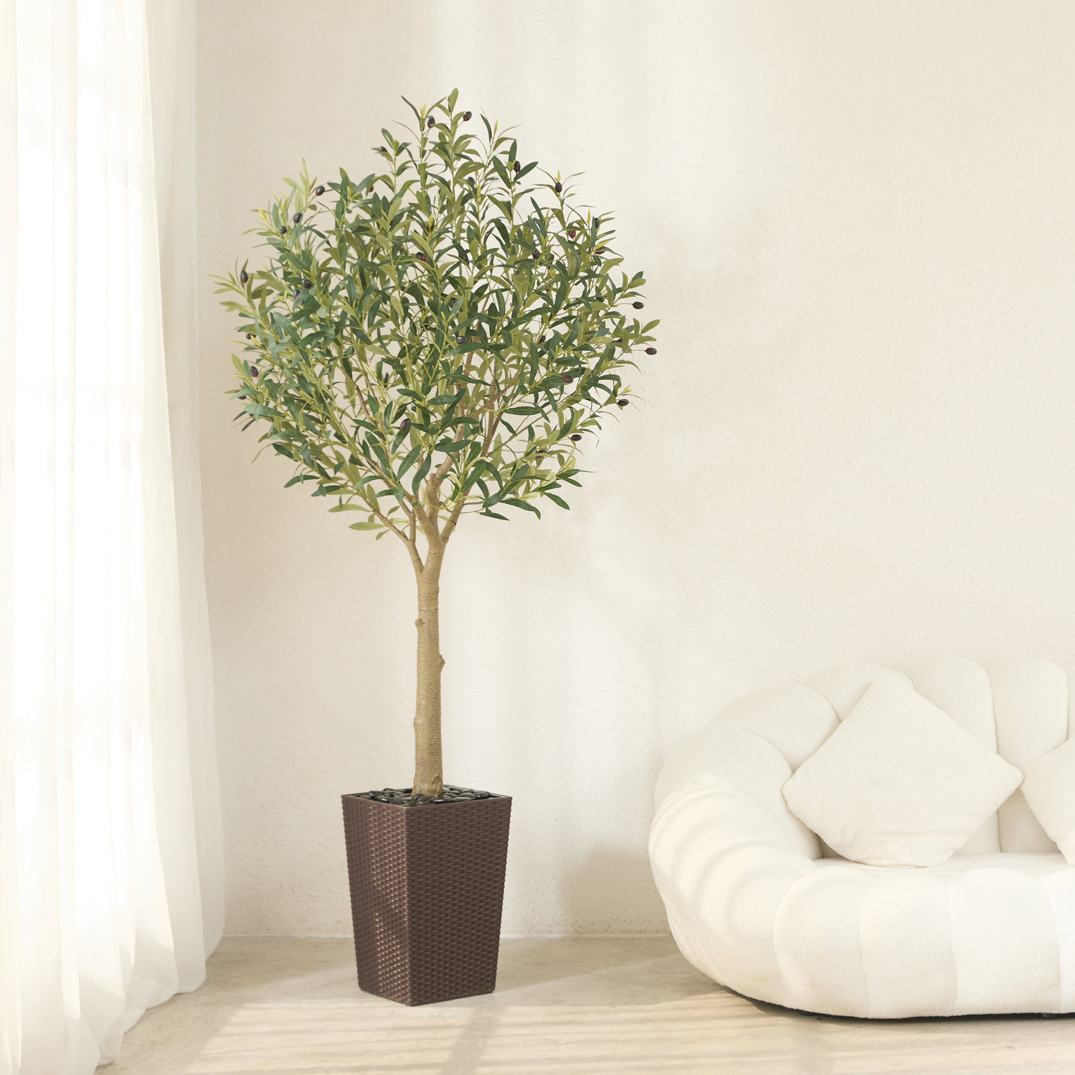 Primrue Adcock UV Resistant Artificial Olive Tree for Indoor & Outdoor ...