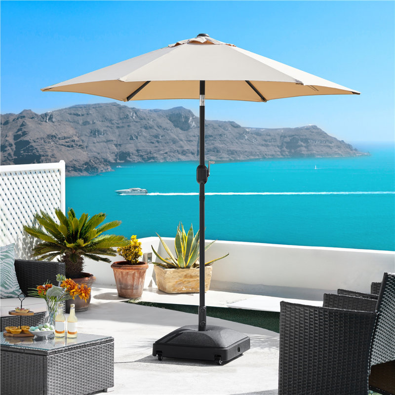 Arlmont & Co. 123 lb Fillable Heavy Duty Patio Free Standing Umbrella ...