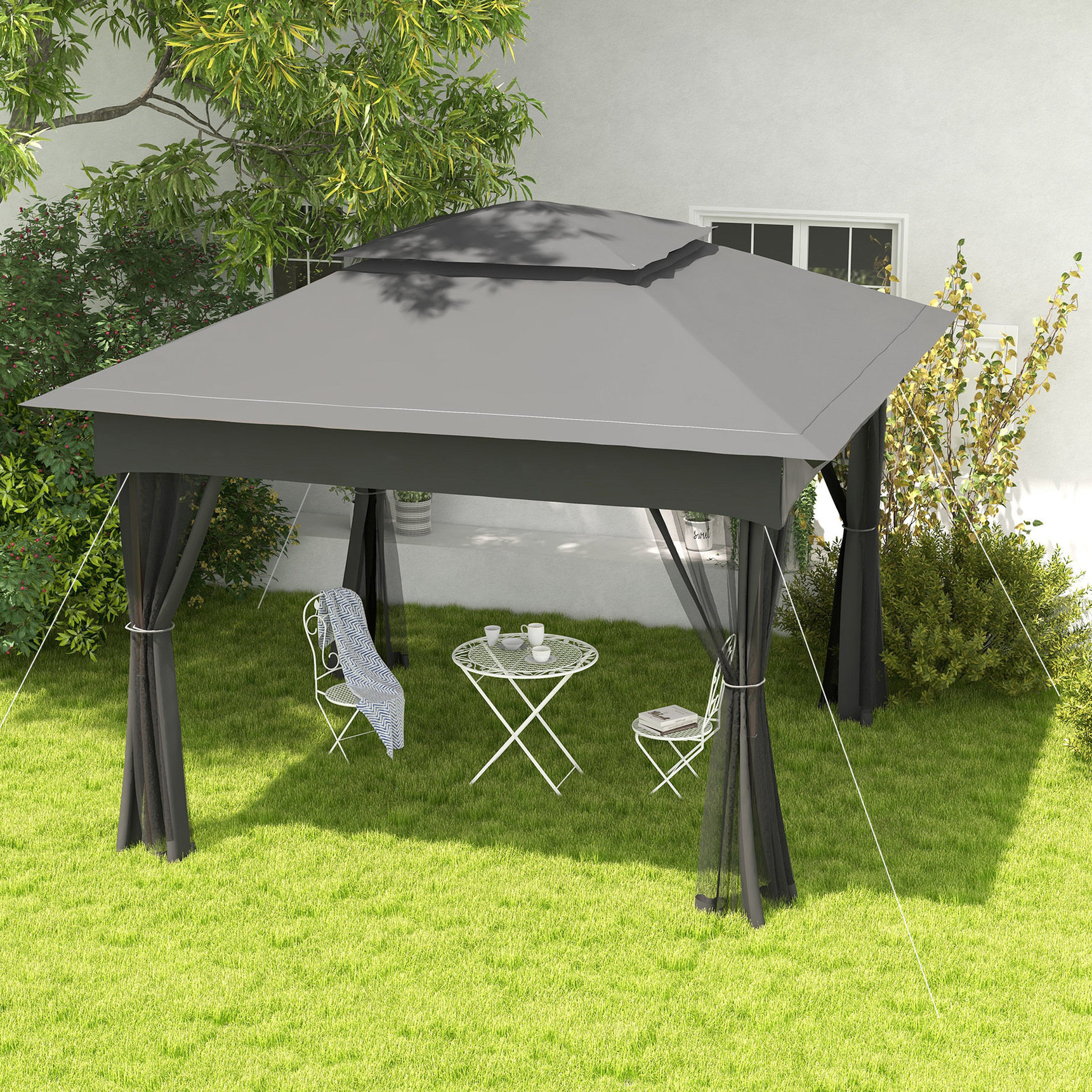 Latitude Run® 11' X Pop Up Canopy, Dark Gray. Gazebo Shelter For ...