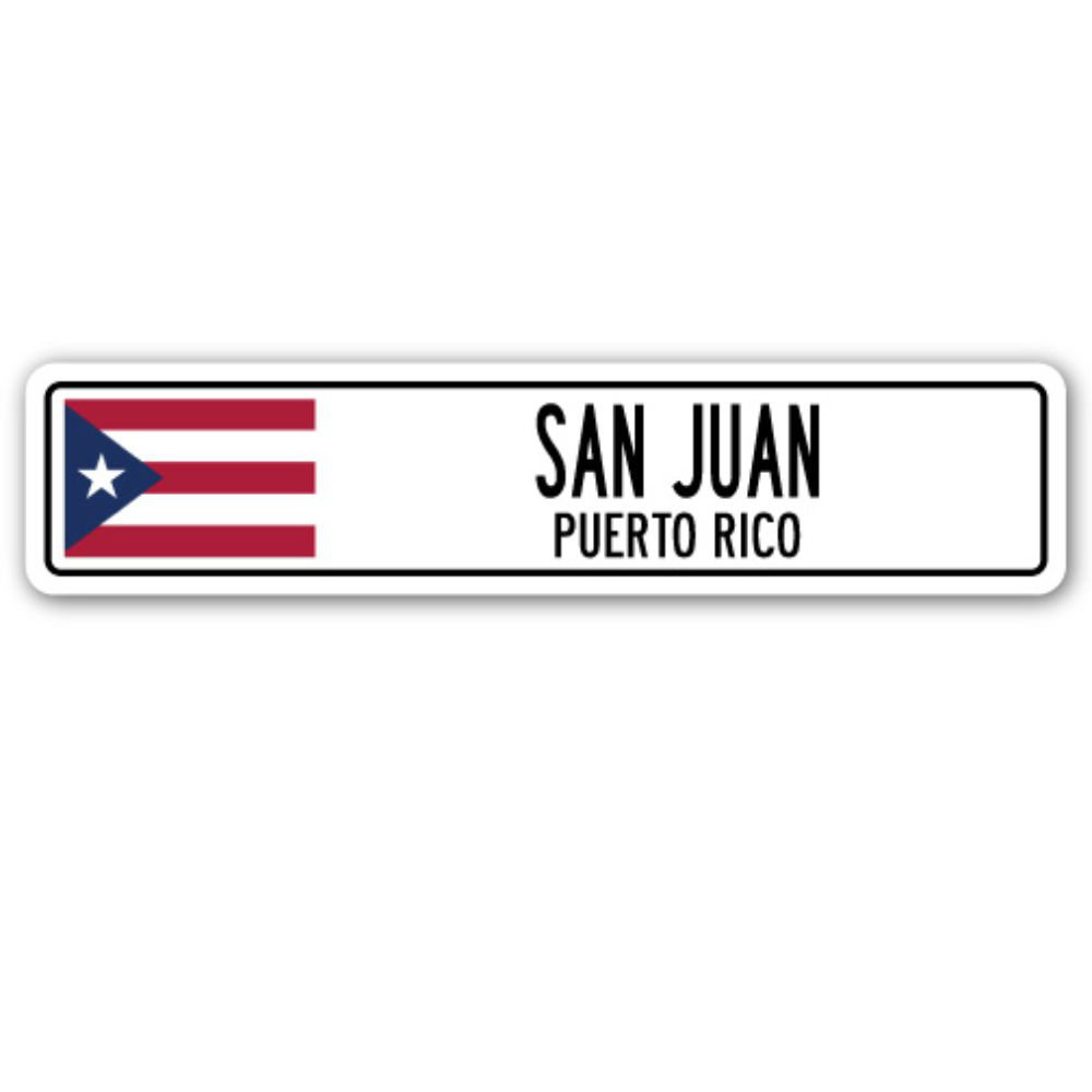 SignMission SAN JUAN PUERTO RICO Street Sign Puerto Rican American Flag ...