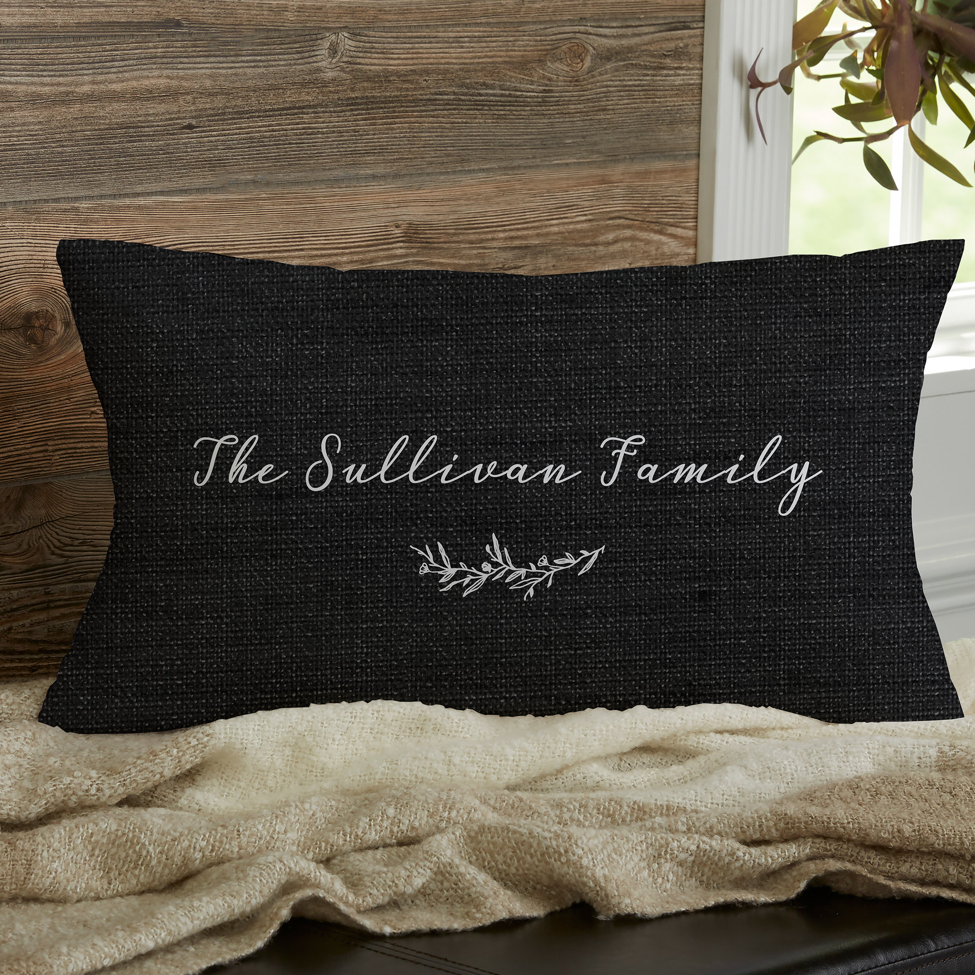 Personalization Mall Farmhouse Floral Personalized Lumbar Velvet Throw ...