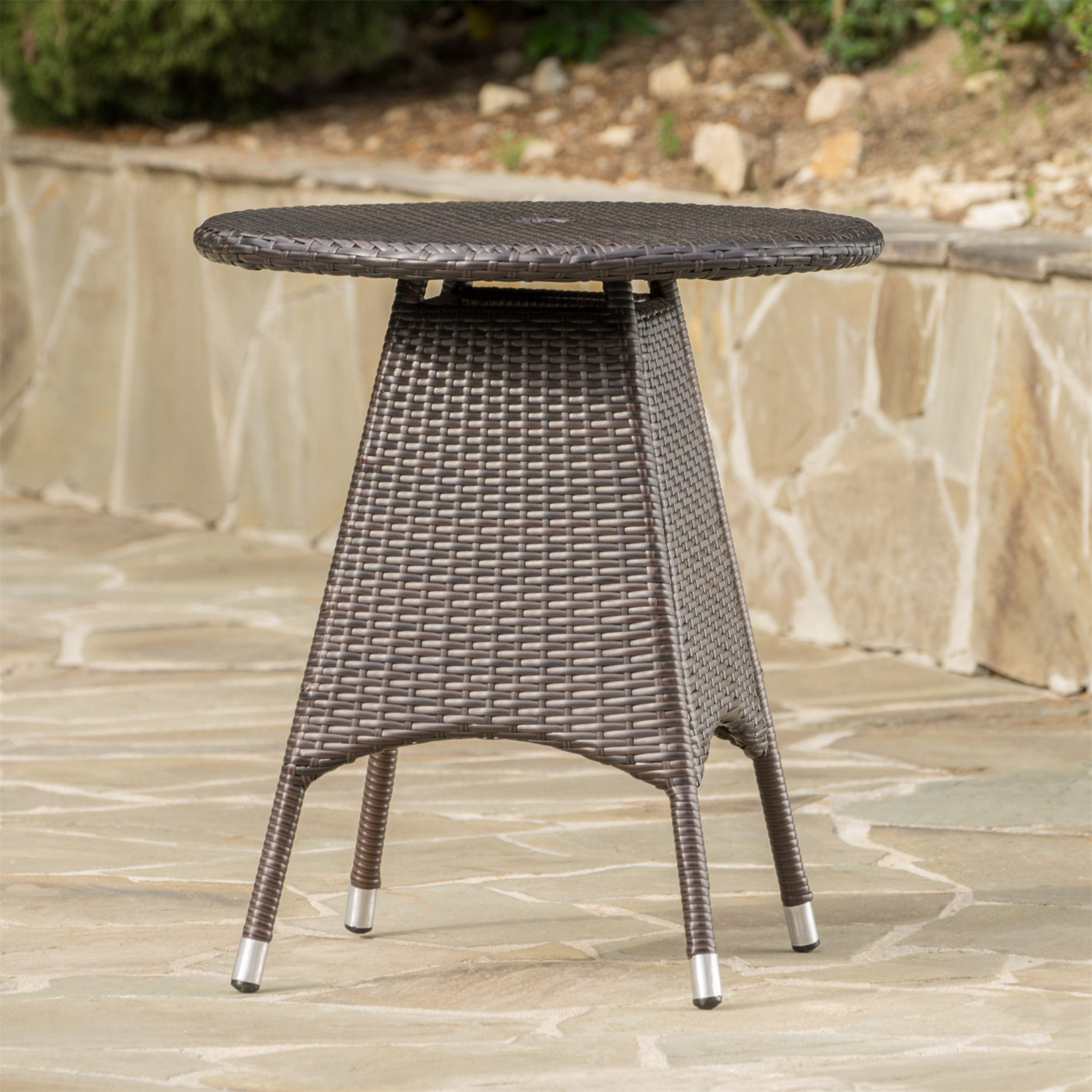 George Oliver Charming Wicker Bistro Table For Outdoor Enjoyment And ...