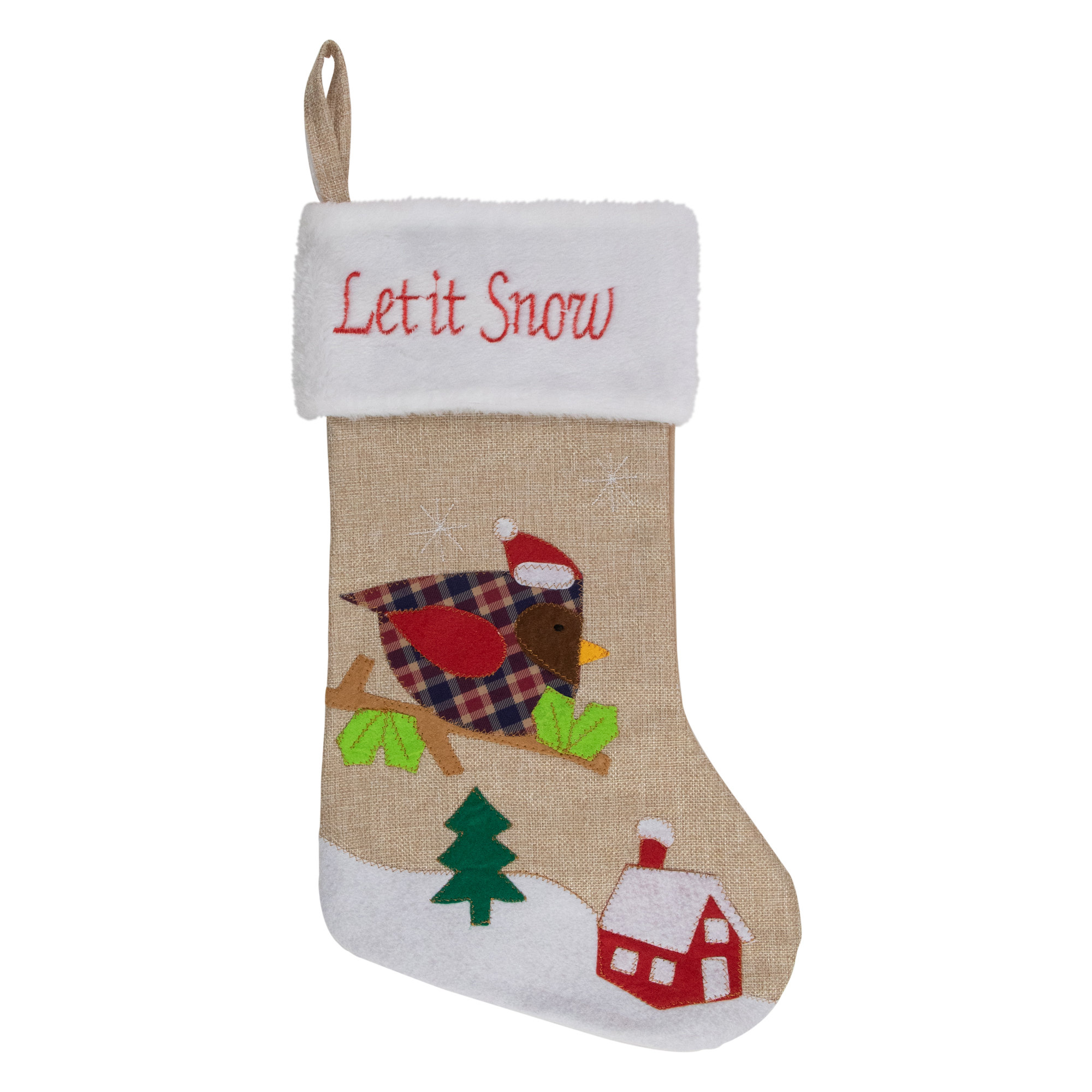 Northlight Seasonal 19" Beige And Red Burlap "Let It Snow" Bird ...